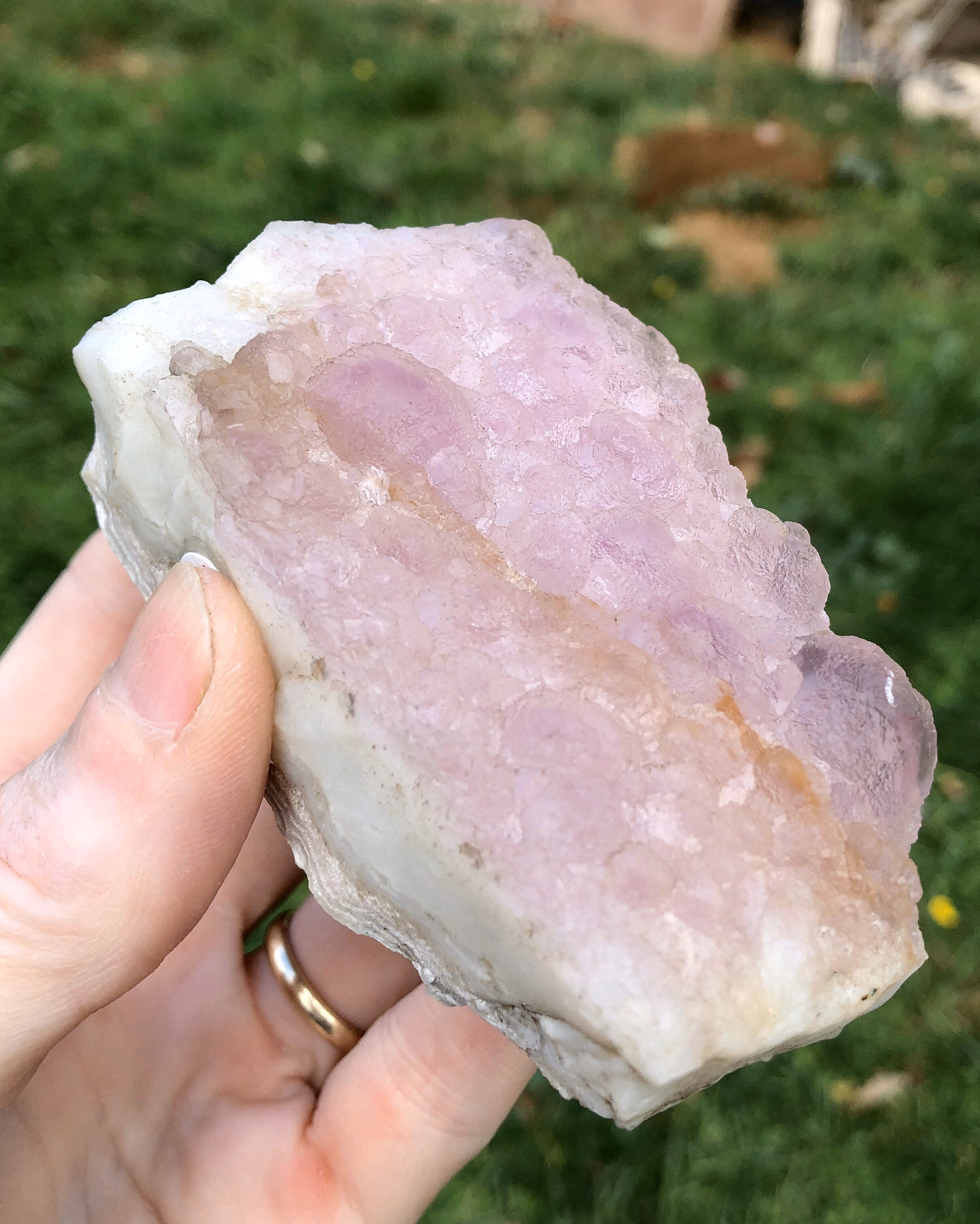 Pink Irregular Fluorite Crystal Cluster Specimen on White Quartz Matrix