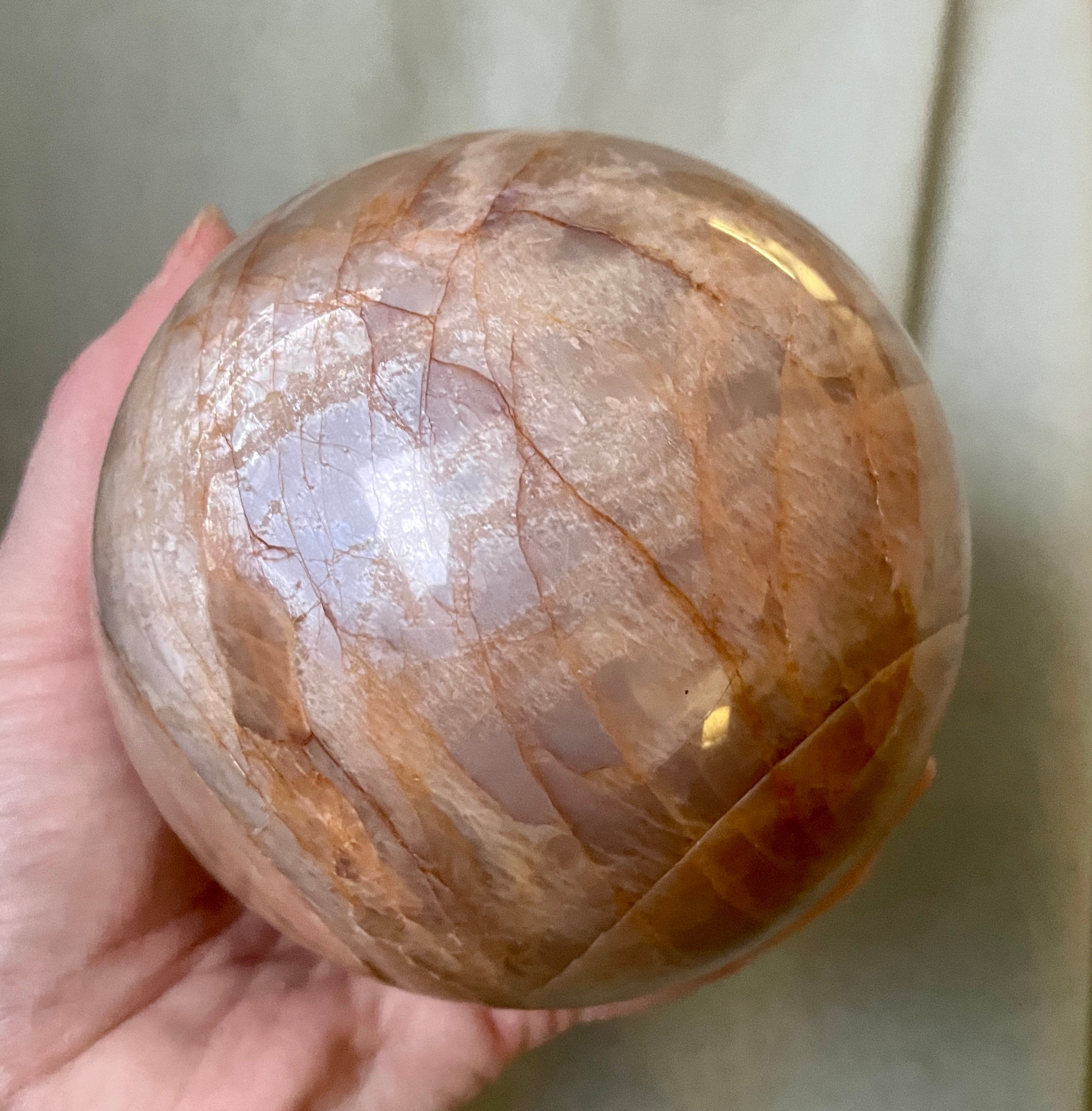 105mm Peach Moonstone Sphere Orb Ball Mineral Display Specimen