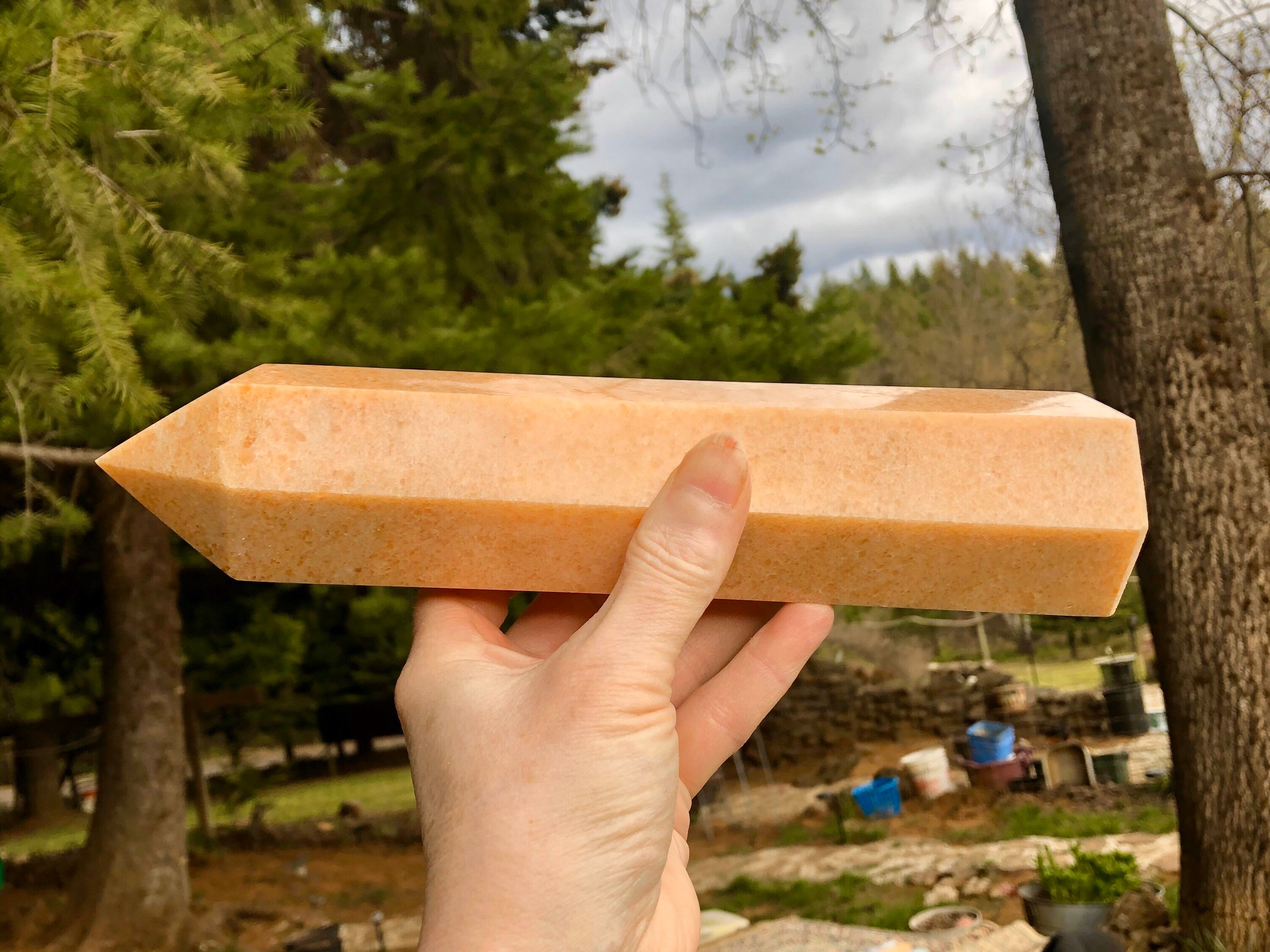1056g Tall Sunstone Quartz Obelisk Pillar Tower Point Wand Column Spire ...
