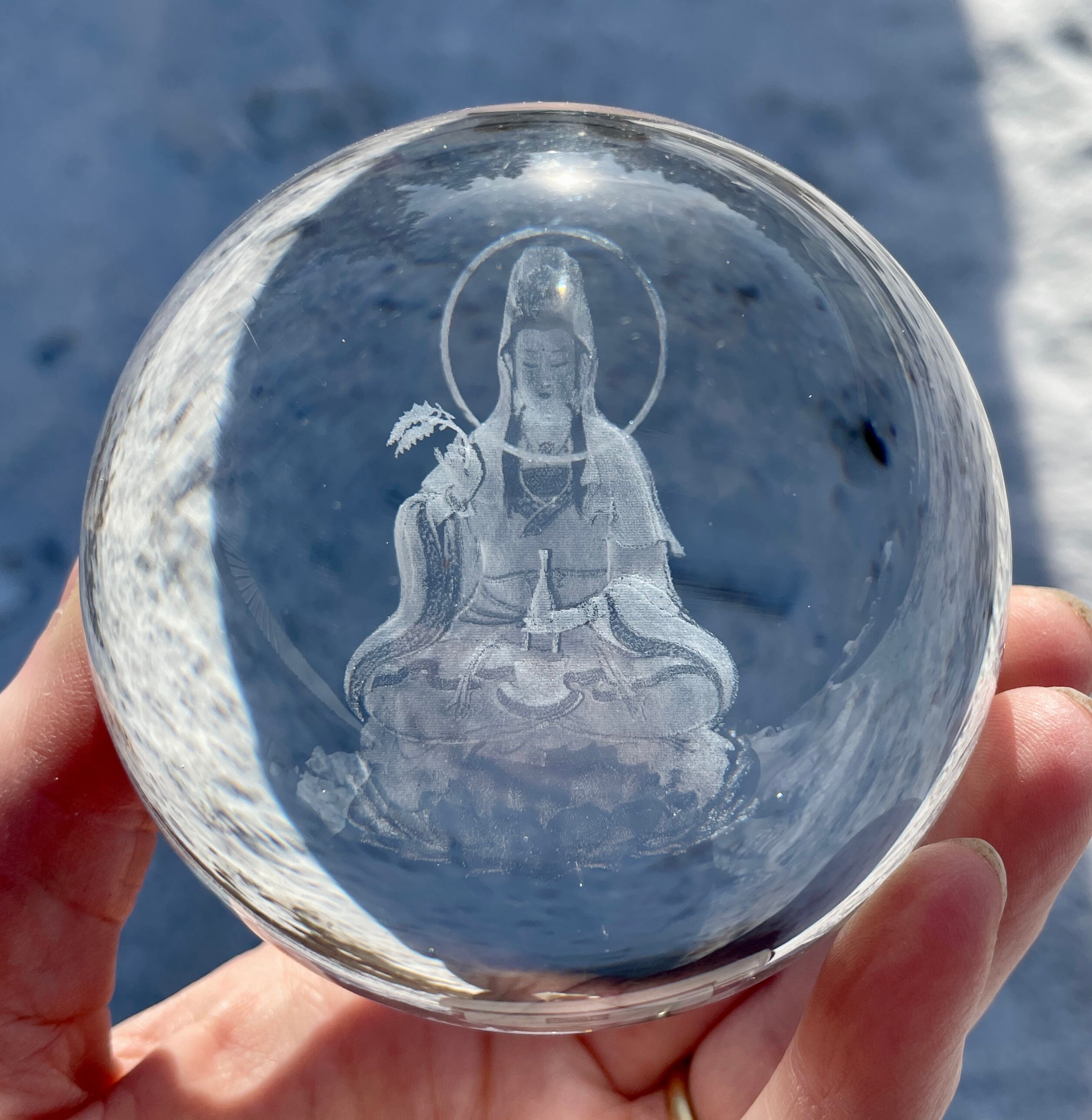 79mm Glass Buddha Hologram Sphere Orb Ball