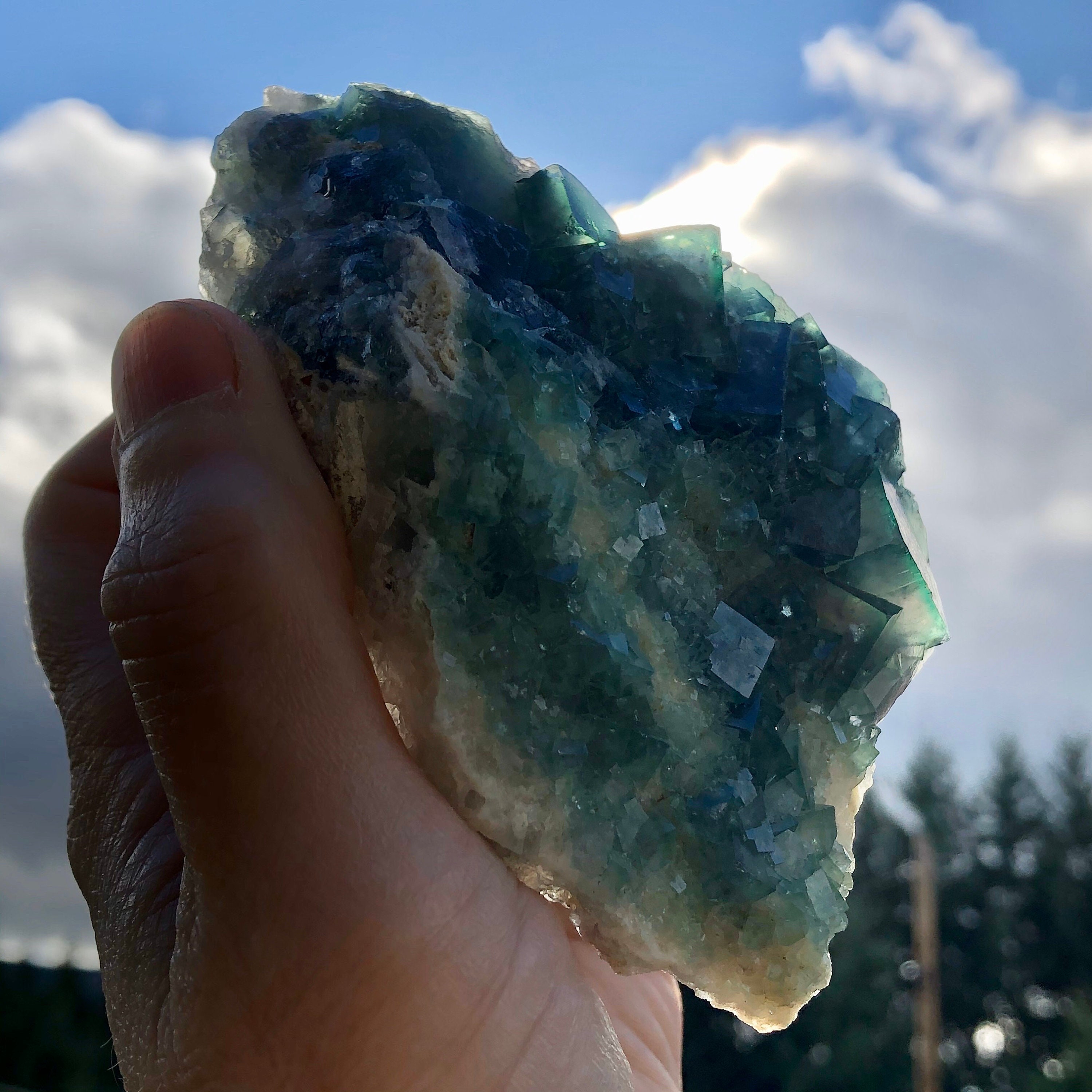 312g Green Cubic Fluorite Crystal Cluster Specimen