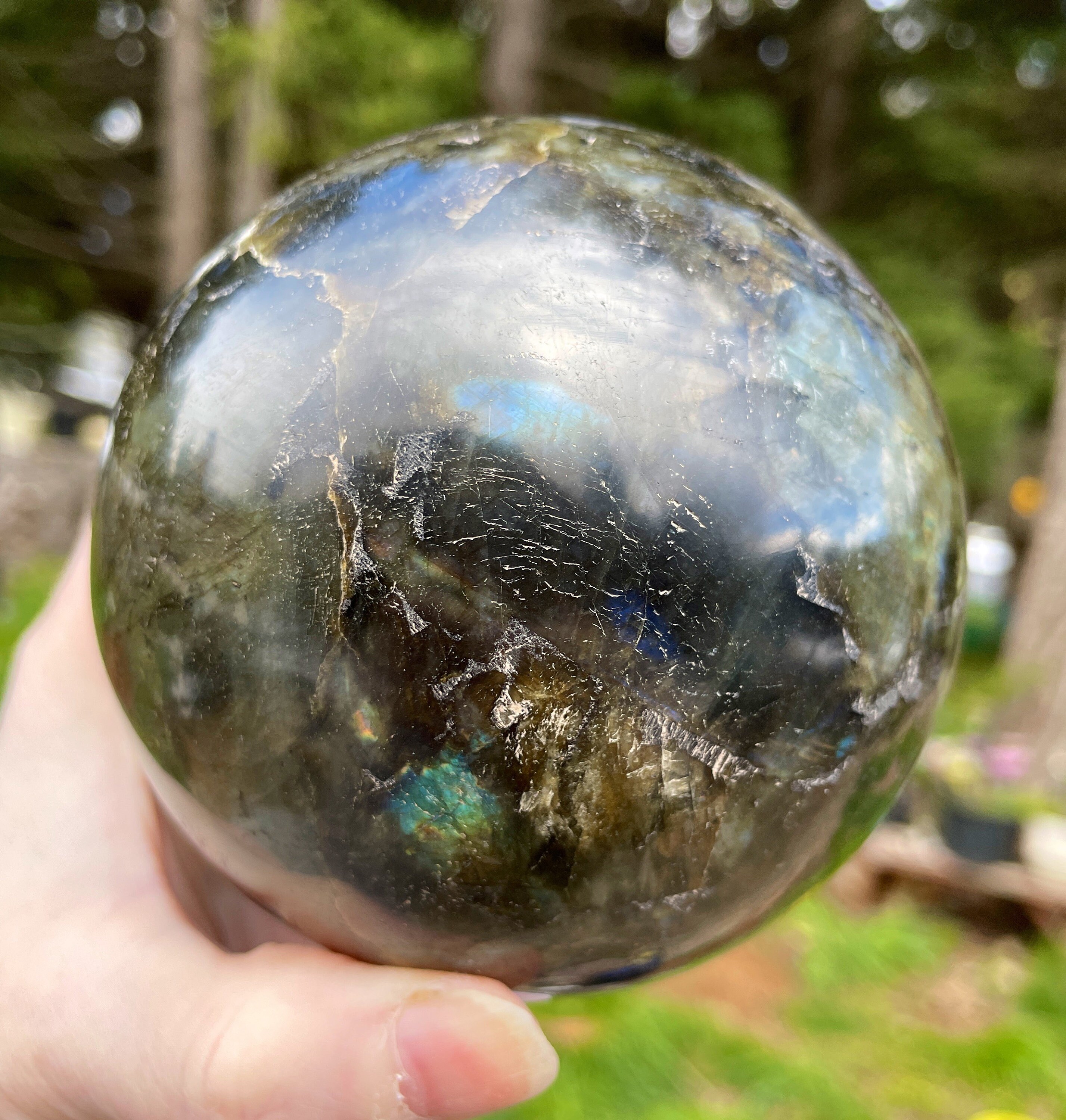 95mm Labradorite Sphere Orb Ball Mineral Display Specimen