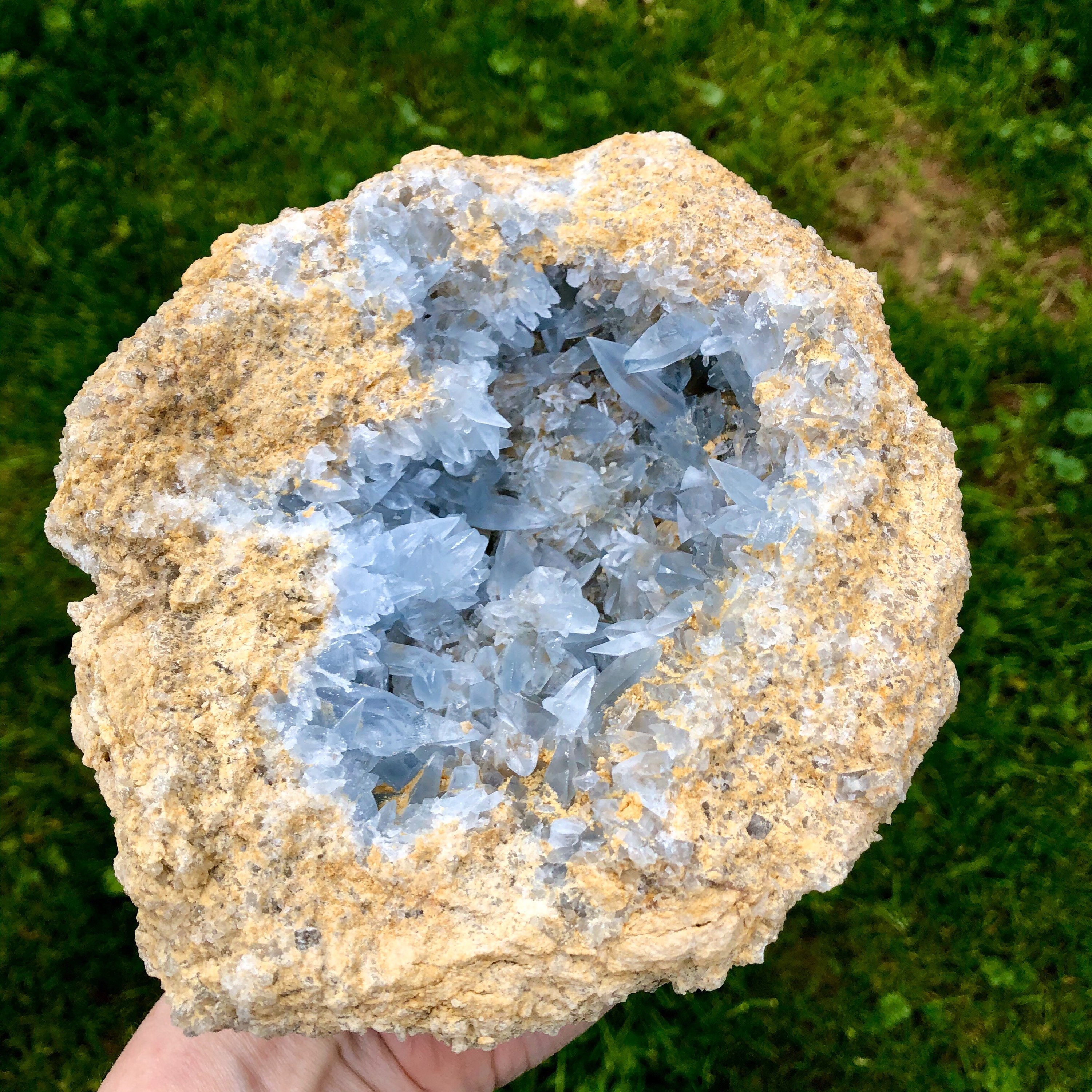 5.73 lbs Blue Celestite Celestine Geode Crystal Cluster Mineral Display ...