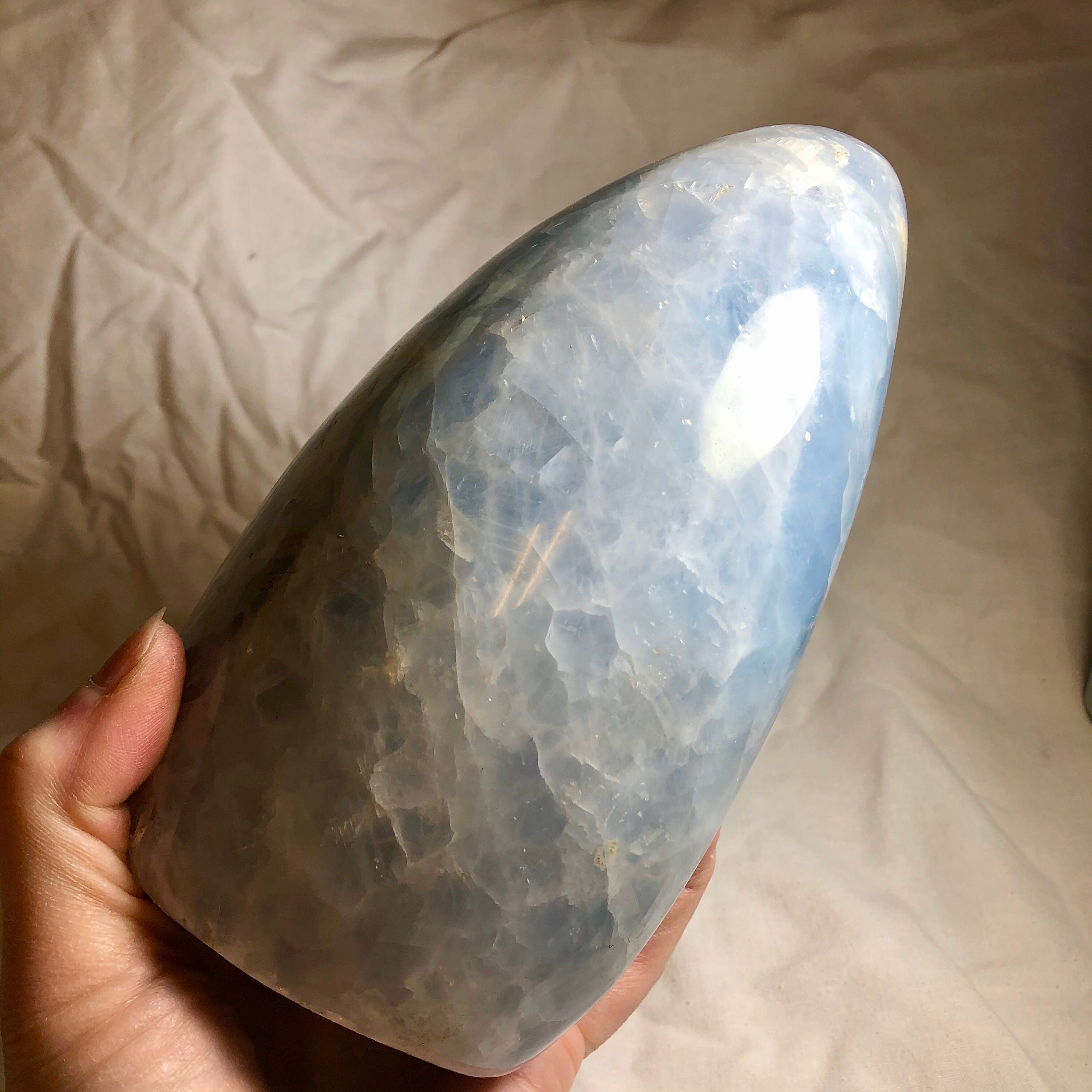 Large Blue Calcite Polished Standing Freeform Specimen