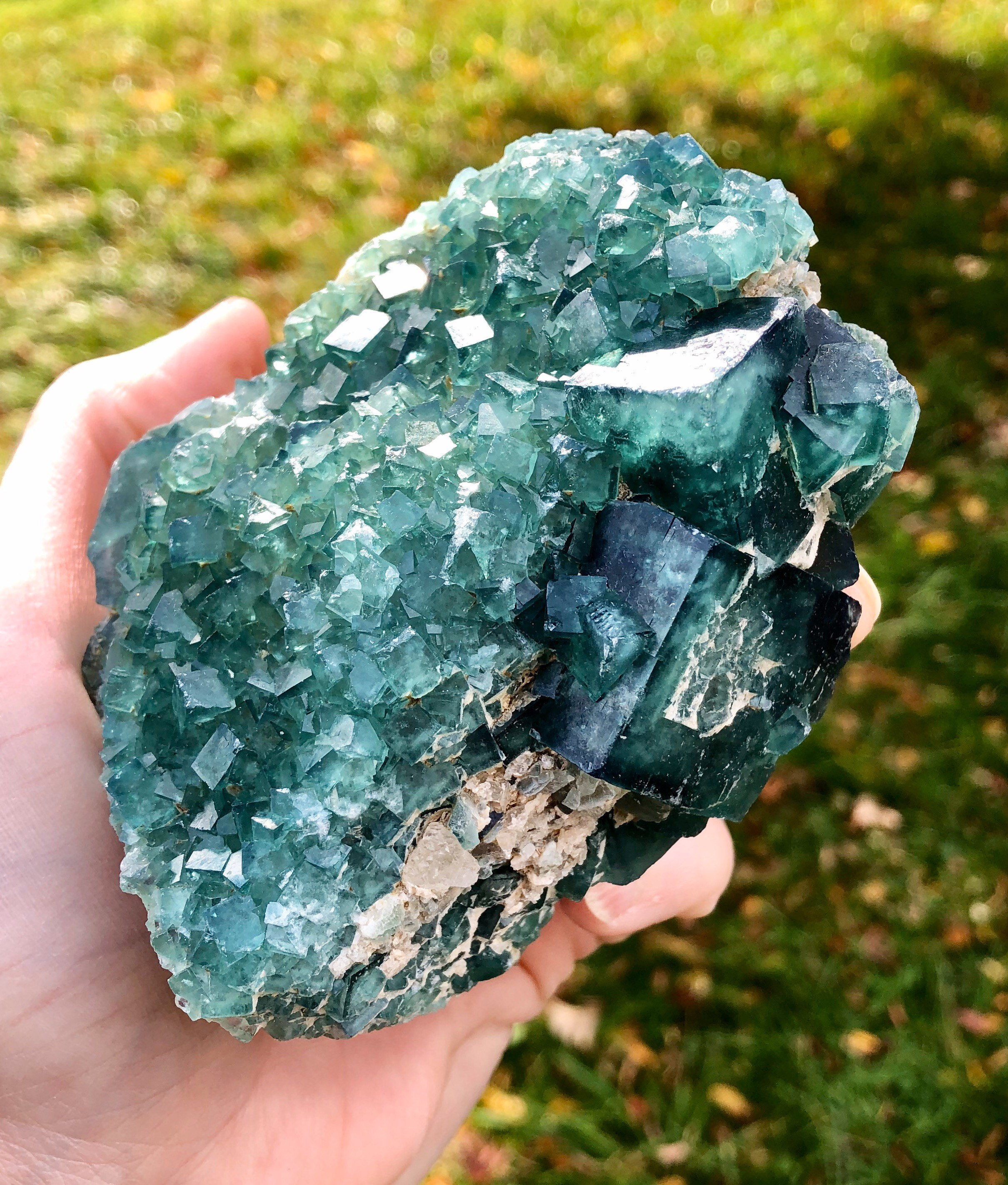 522g Aqua Green Blue Fluorite Crystal Cluster Specimen with large and ...