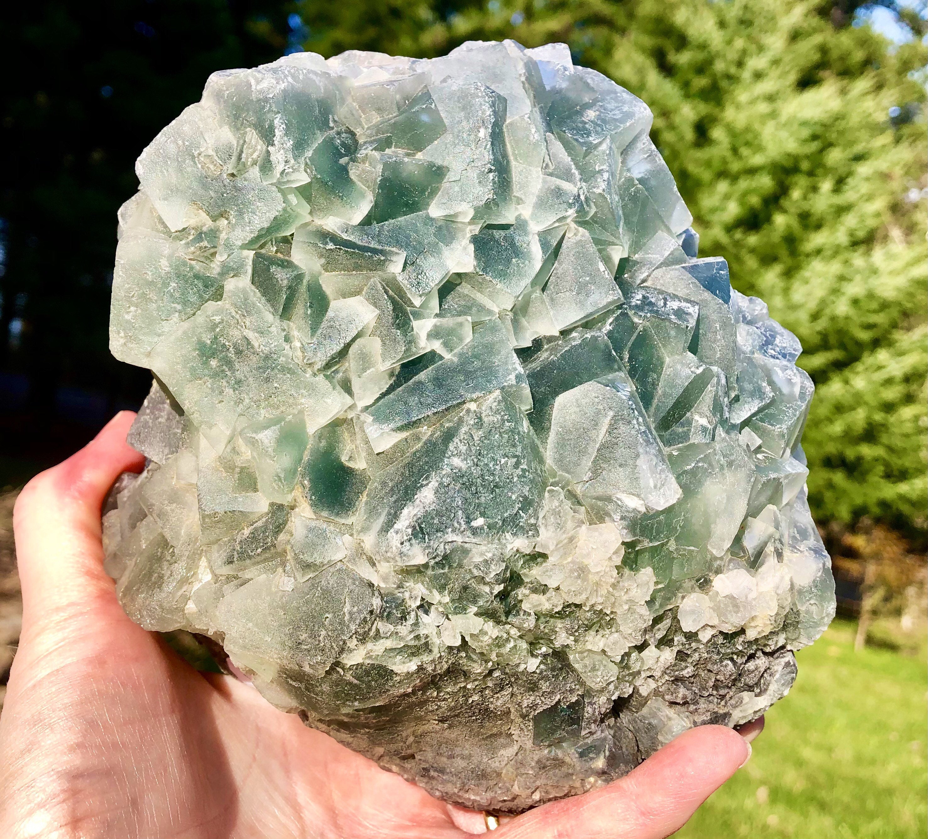 6.53 lb Green Cubic Fluorite Crystal Cluster Mineral Display Specimen