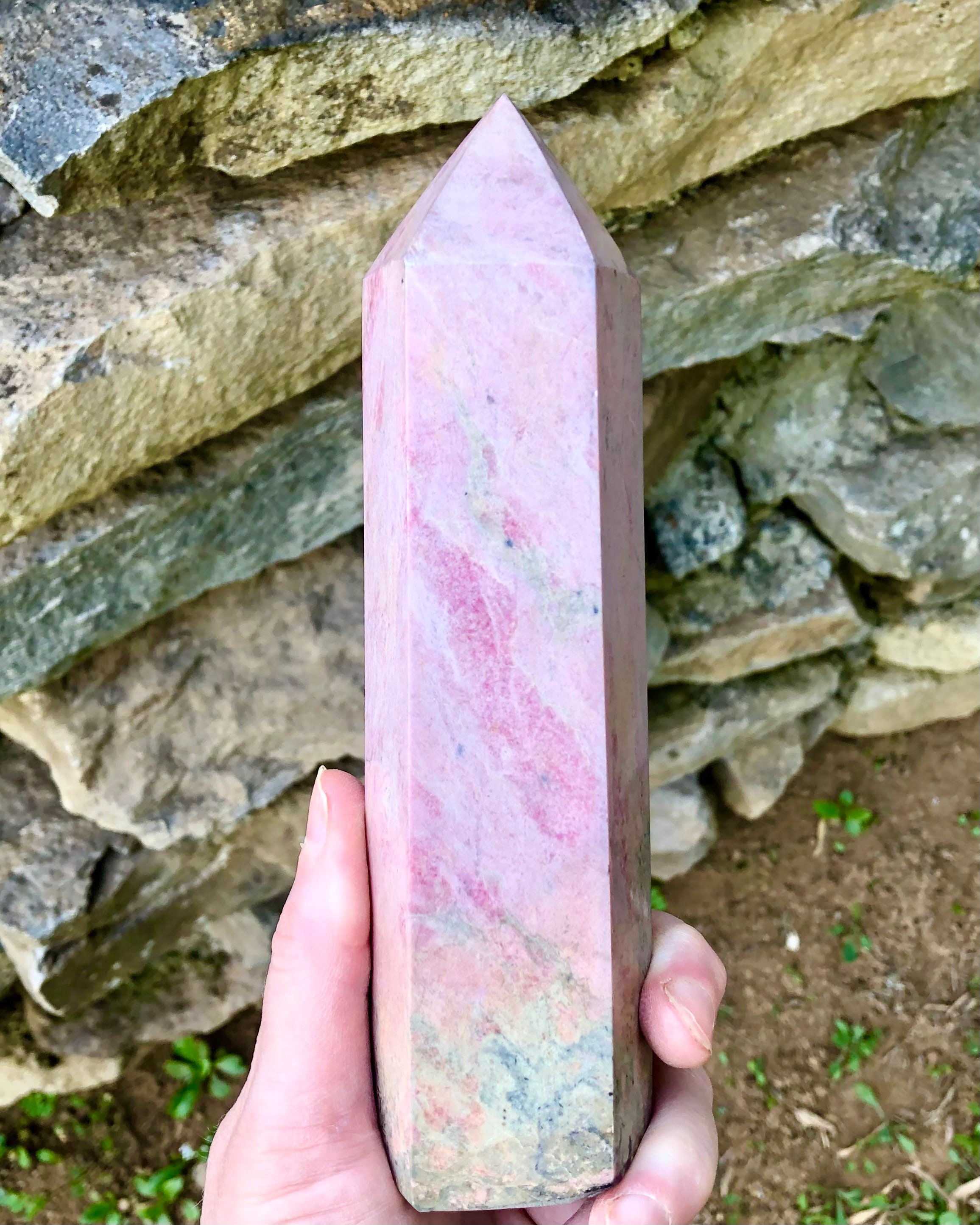 2.17 lb Rhodonite Obelisk Pillar Tower Point Wand Column Generator ...