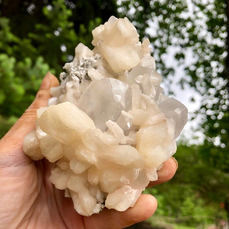 Apophyllite and Stilbite Crystal Cluster Specimen