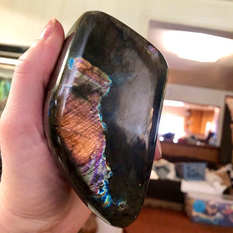 Red Spectralite Labradorite with Purple Gold and Blue Freeform