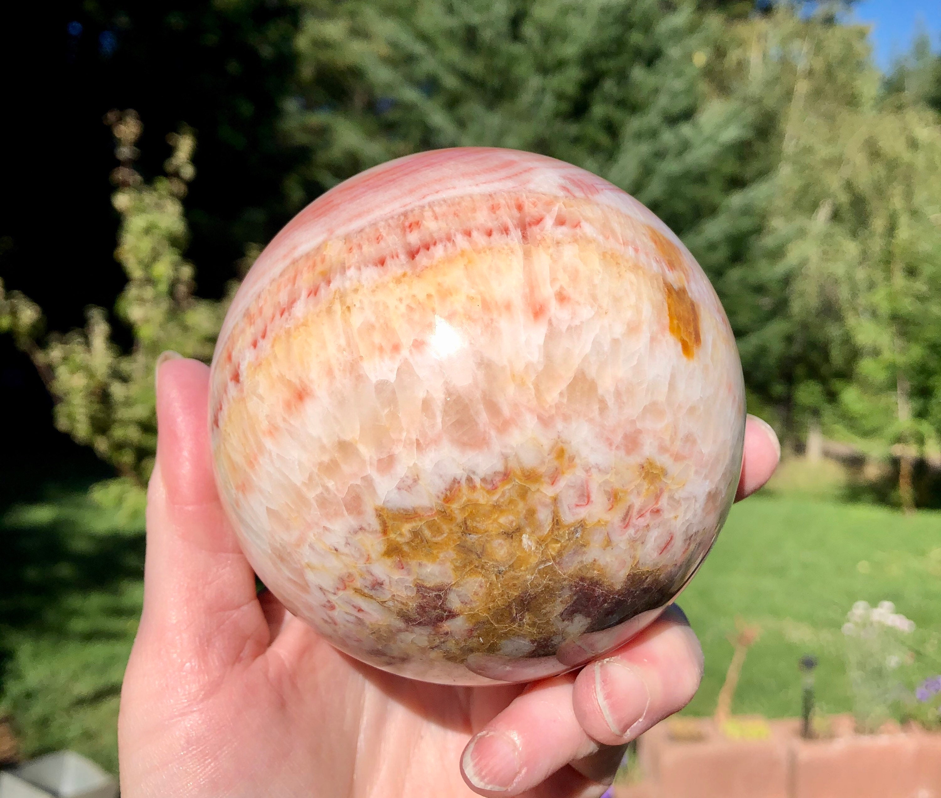 94mm Large Pork Stone Crystal aka Dali Rainbow Jasper Sphere Orb Ball