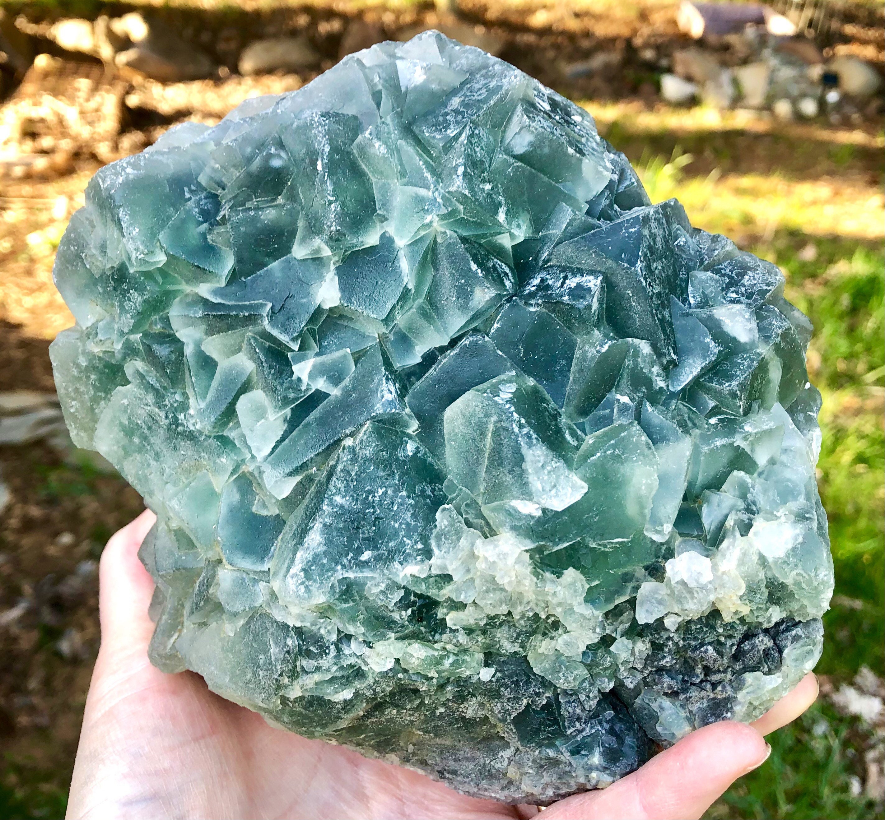 6.53 lb Green Cubic Fluorite Crystal Cluster Mineral Display Specimen