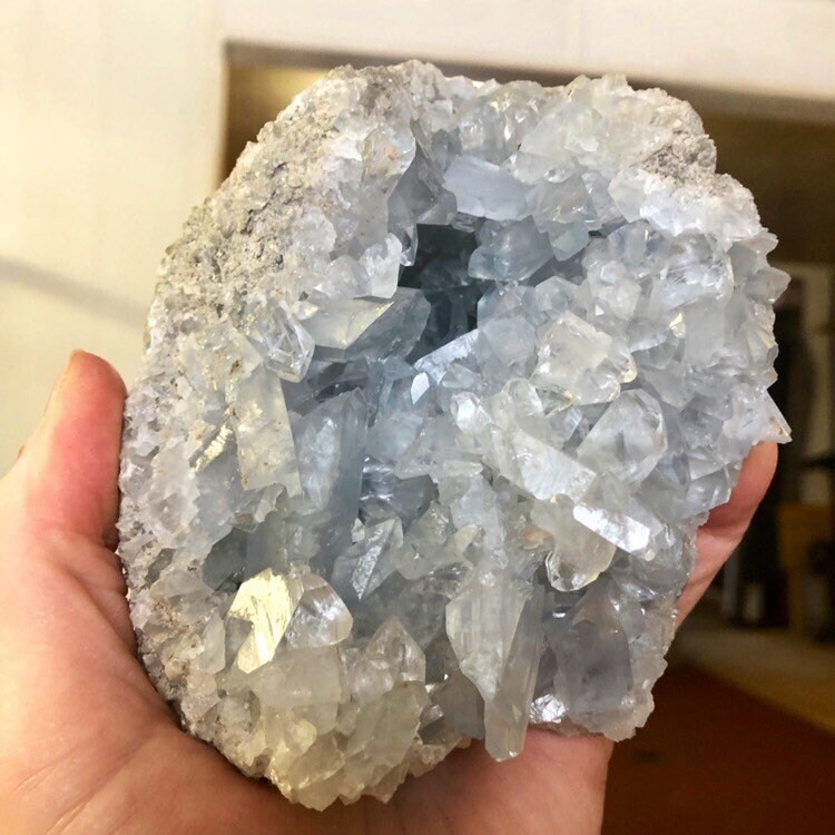 Celestite or Celestine Geode Crystal Cluster over 2 lbs