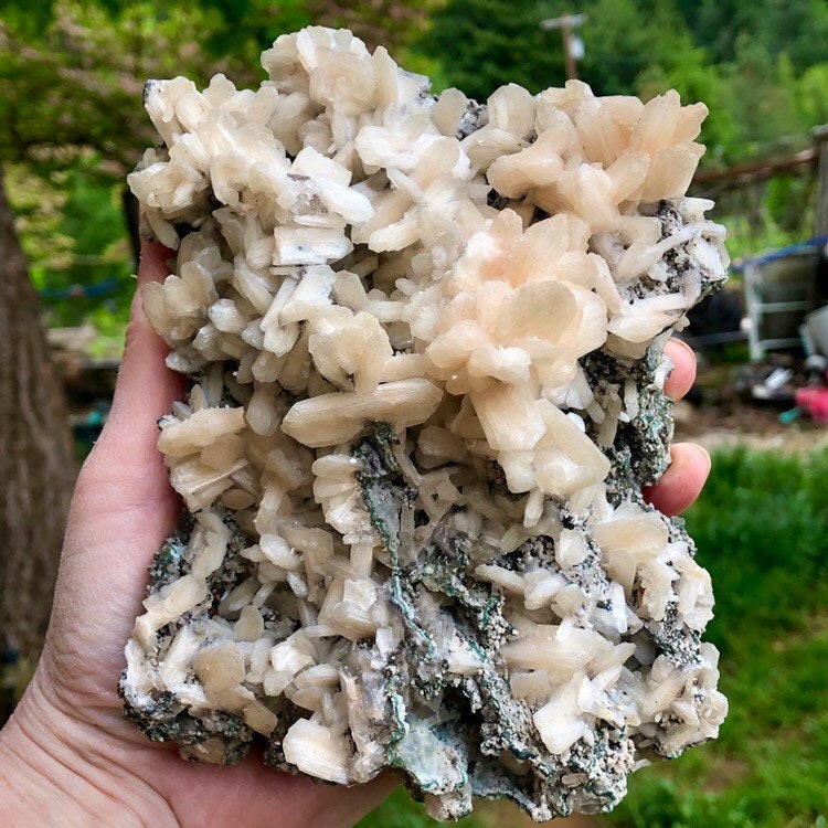 Large Stilbite Cluster with cubic Apophyllite in matrix