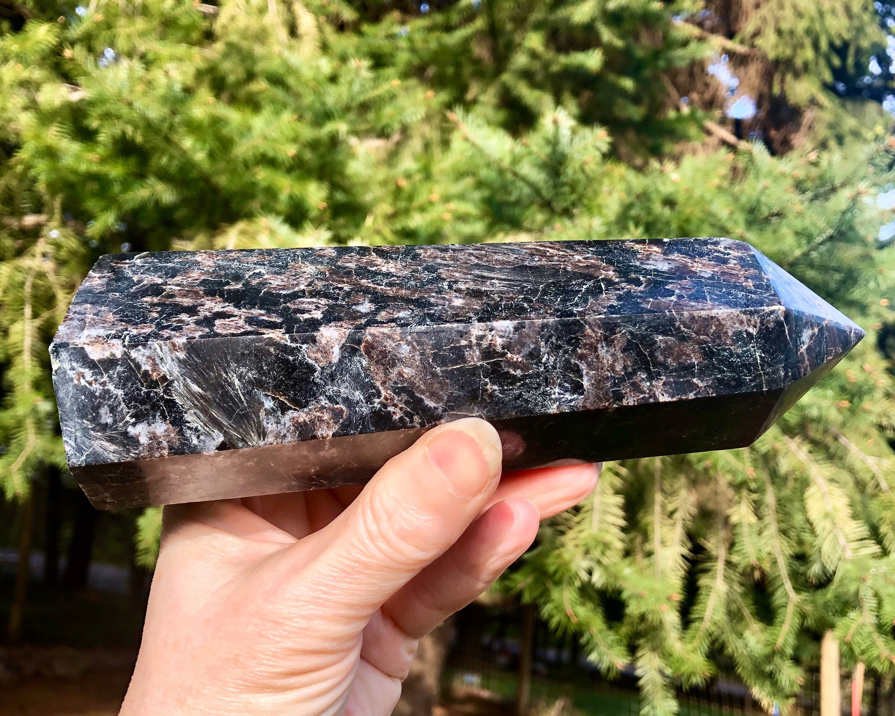 920g Astrophyllite or Fireworks Stone Obelisk Pillar Tower Point Wand ...