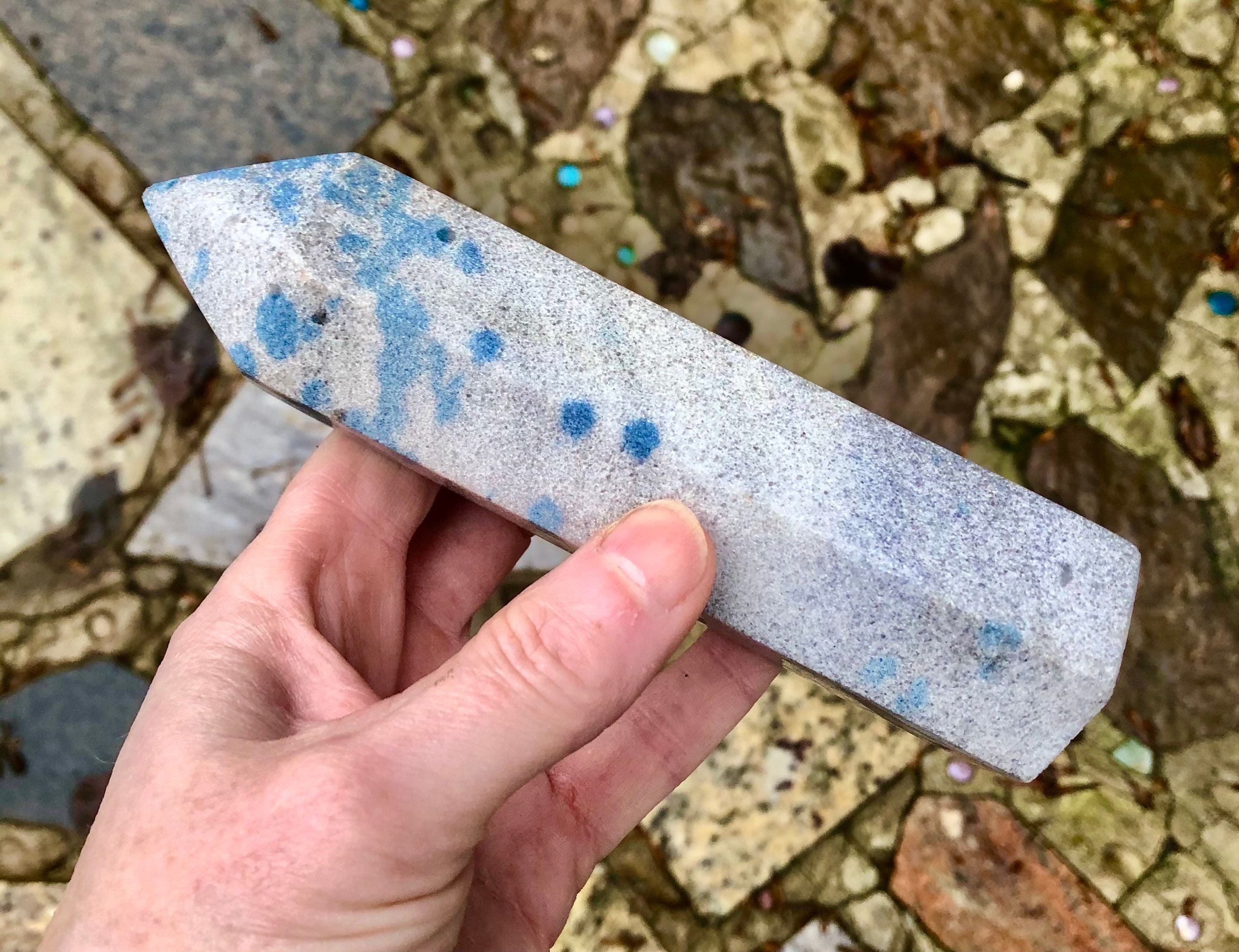 508g Azurite And Granite K2 Stone Obelisk Pillar Tower Point Wand ...