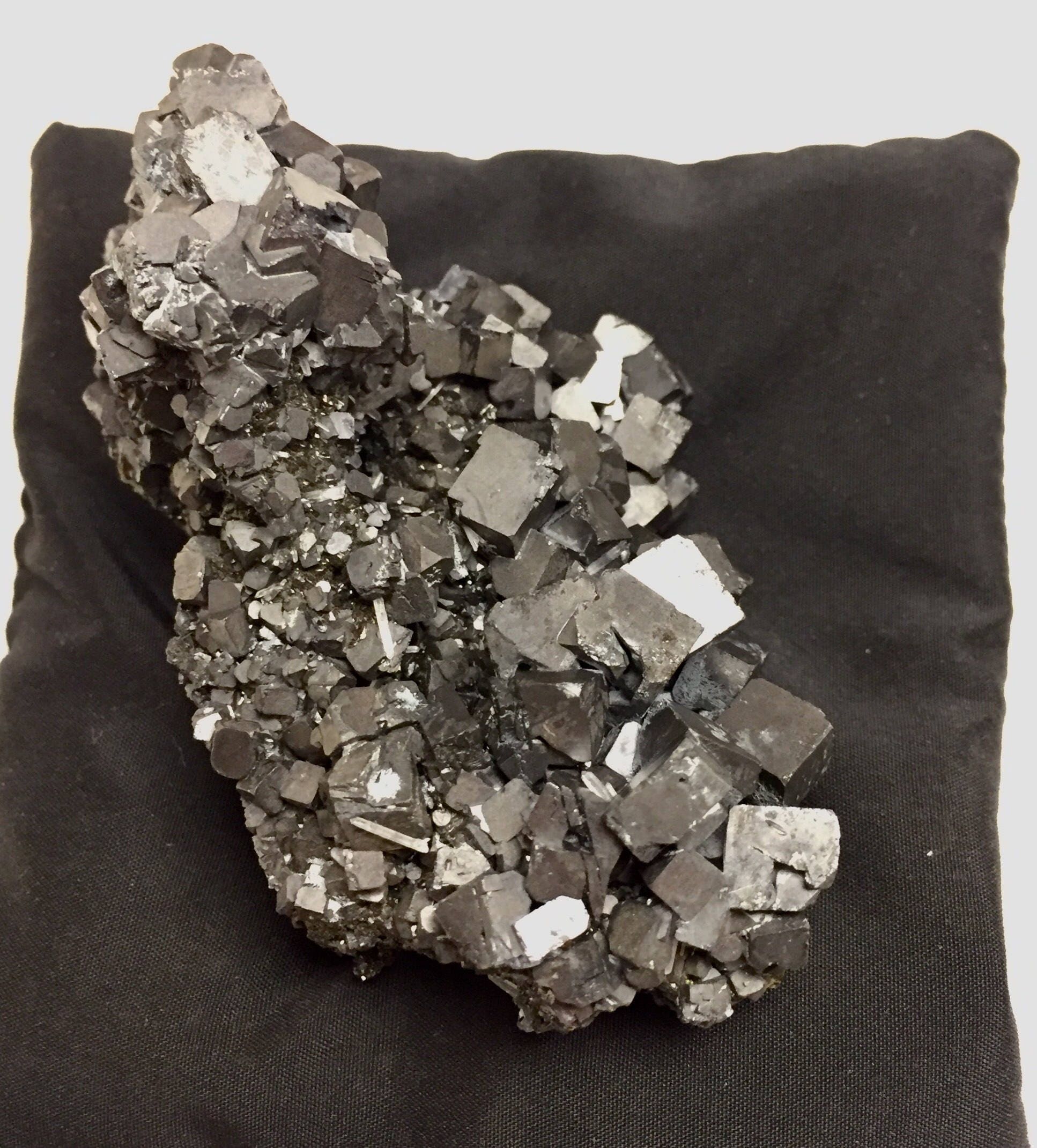 Galena crystal cluster with Calcite, Lead Galena, lead crystal