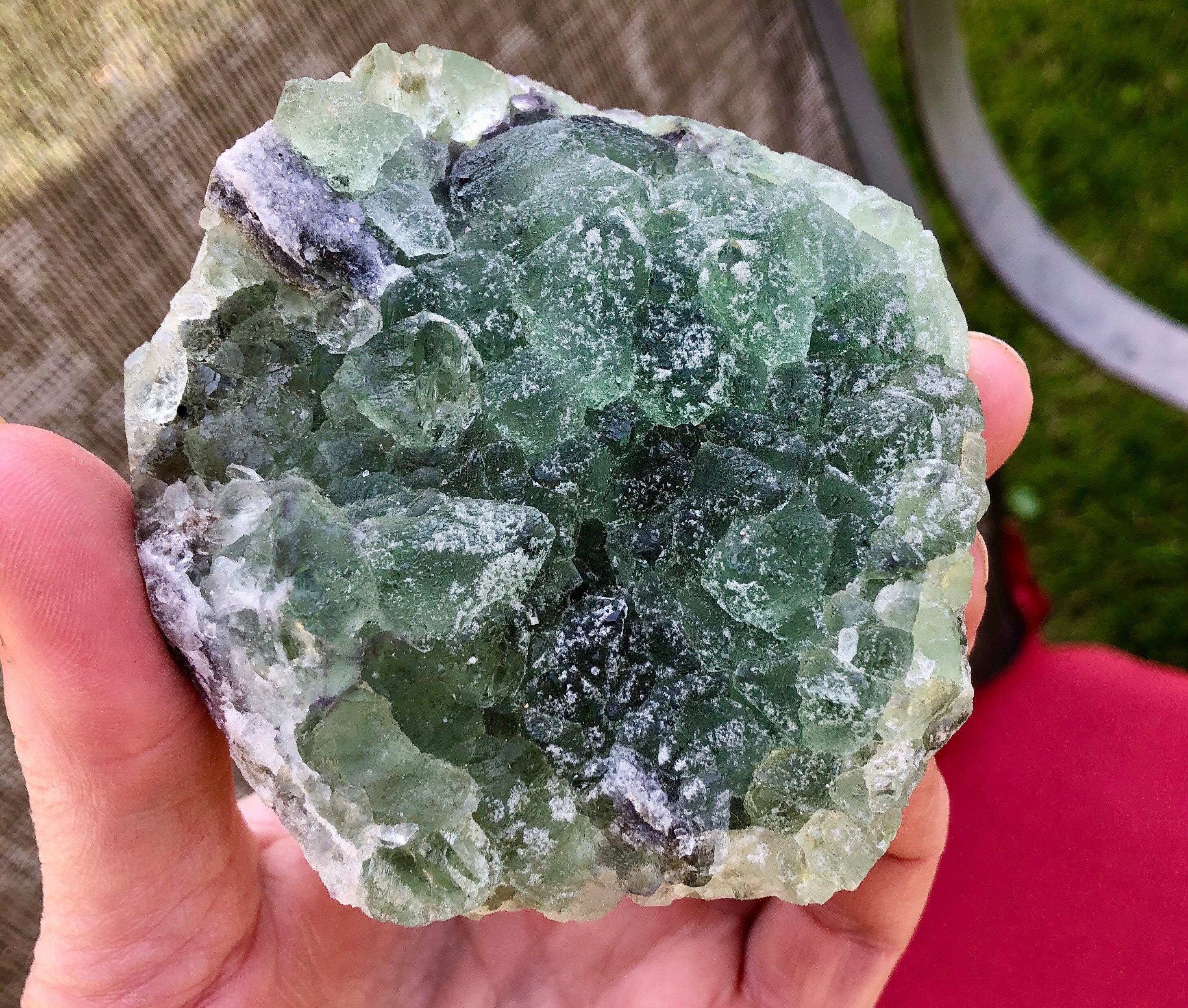 368g Green Fluorite Crystal Cluster Mineral Display Specimen