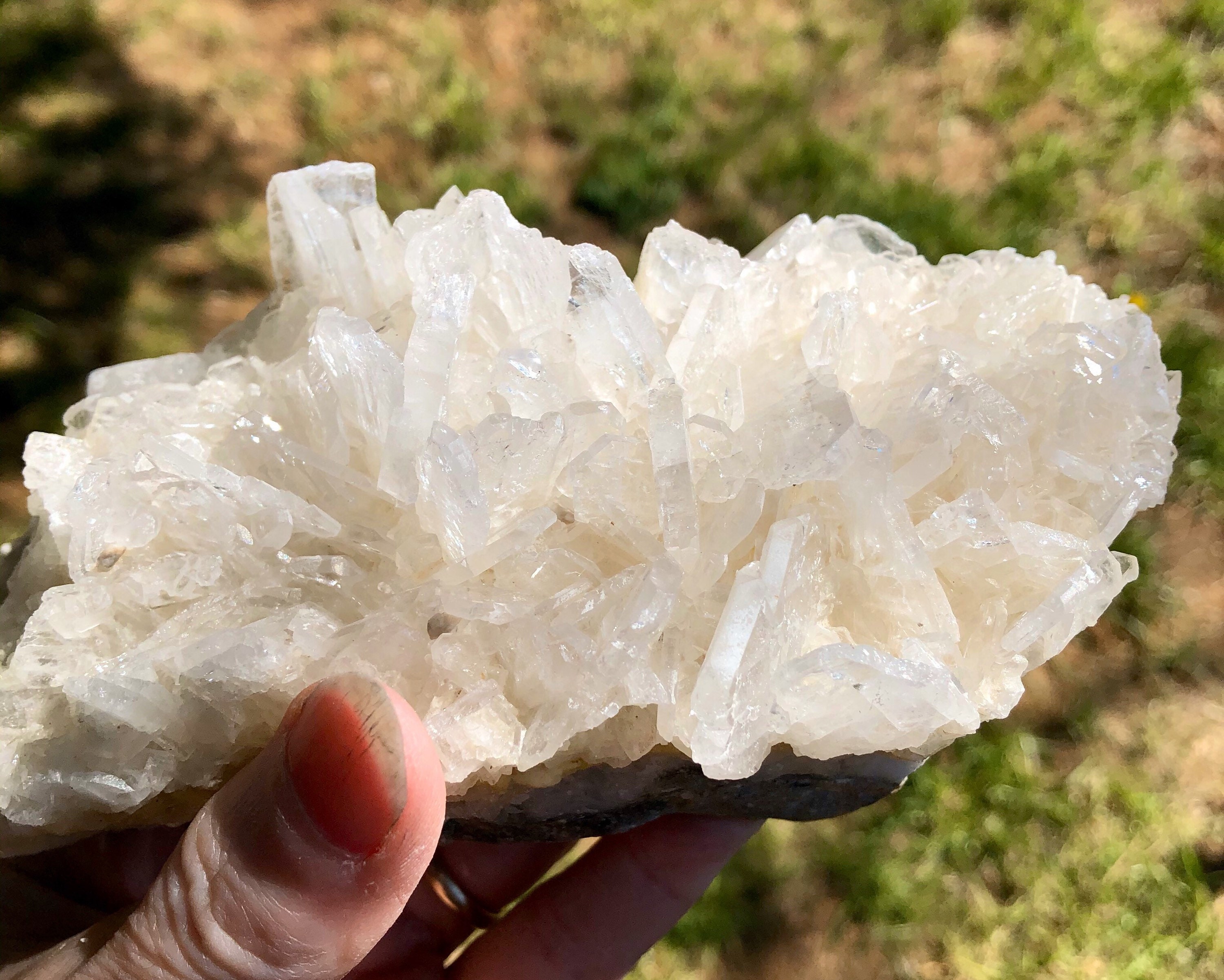 902g White Barite And Clear Quartz Crystal Cluster Mineral Display Specimen