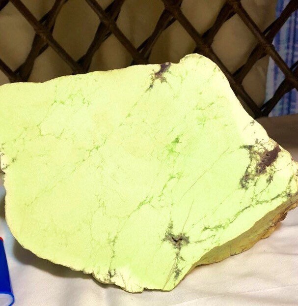 Large Lemon Chrysoprase Specimen polished on one side