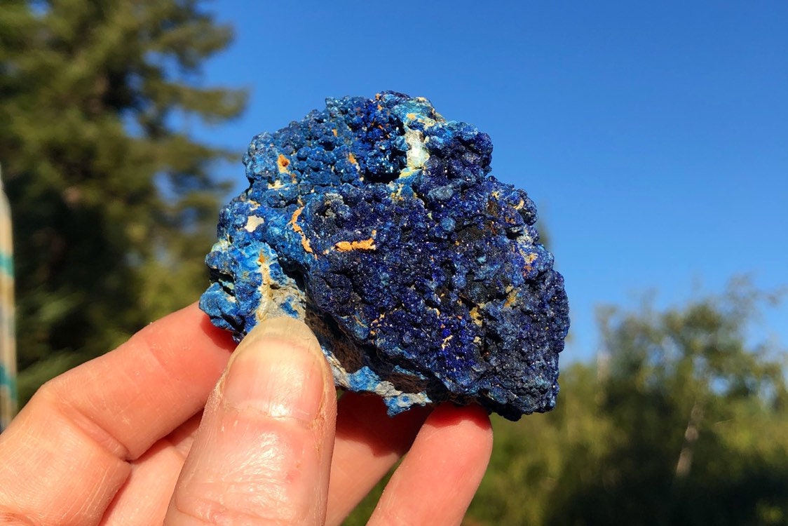 86g Chatoyant Blue Azurite crystal cluster with druzy crystals and ...