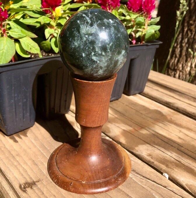 64mm Jade Sphere all natural Canadian Green Jade