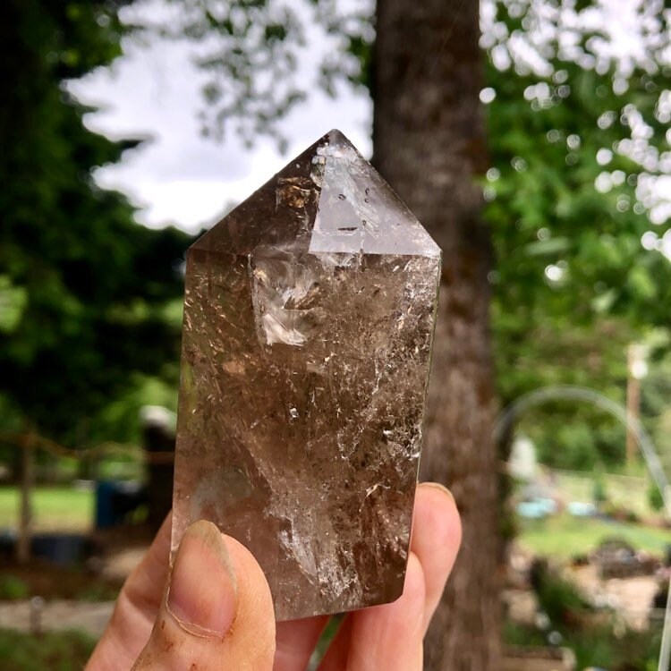 Smoky Quartz Crystal Standing Point