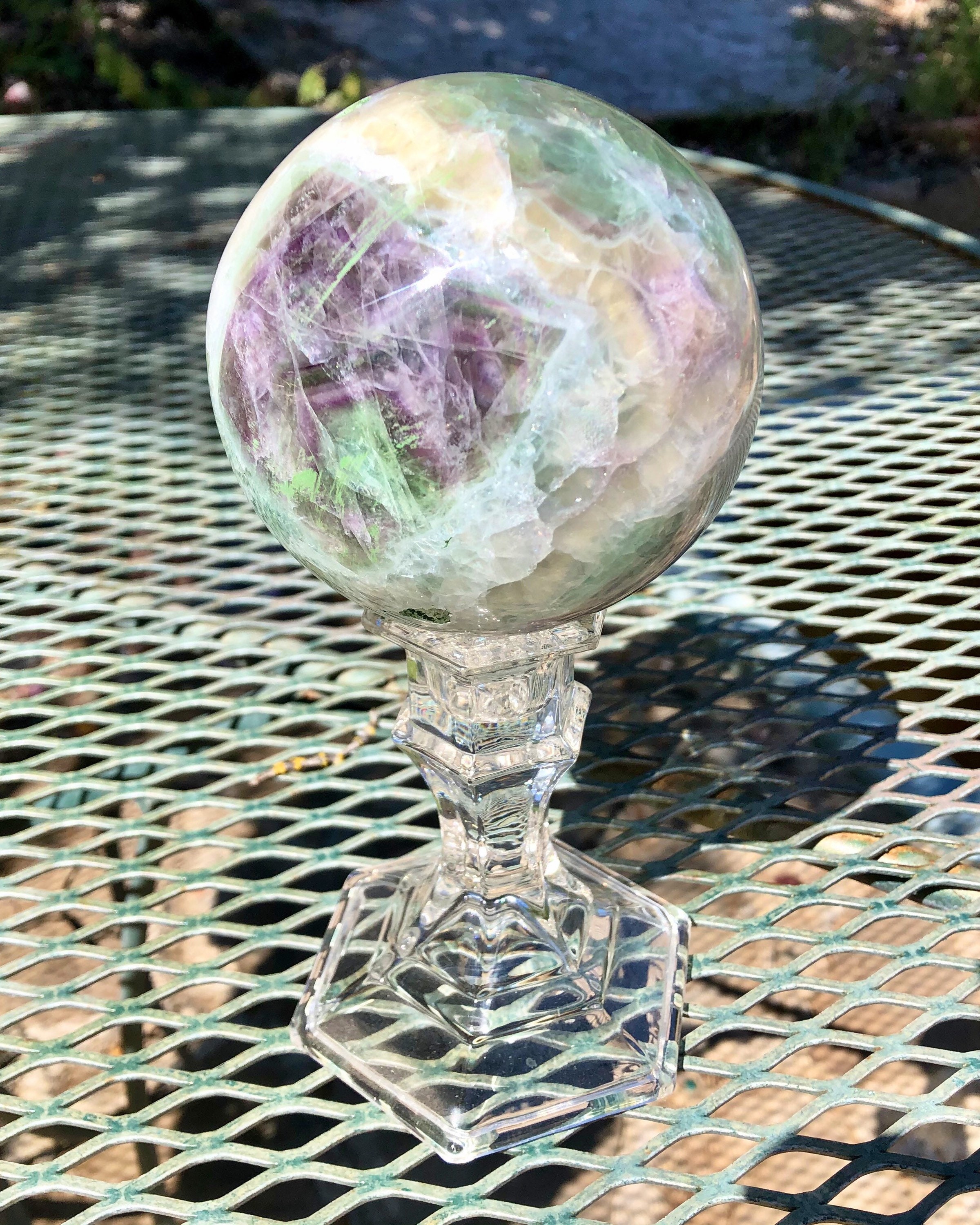 84mm Large Rainbow Fluorite Sphere Orb Ball Mineral Display Specimen
