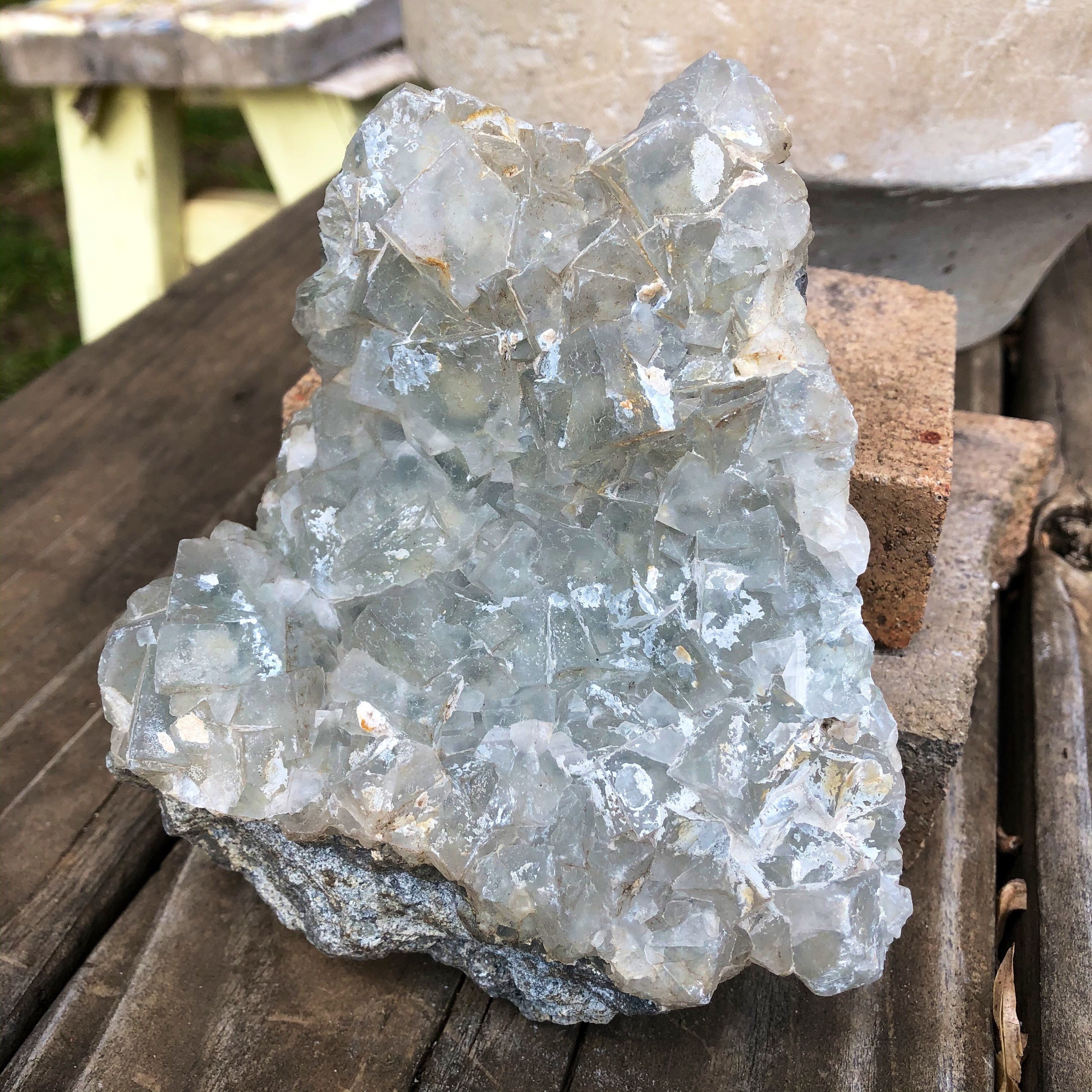 946g Large Light Blue Cubic Fluorite Crystal Cluster Mineral Display ...