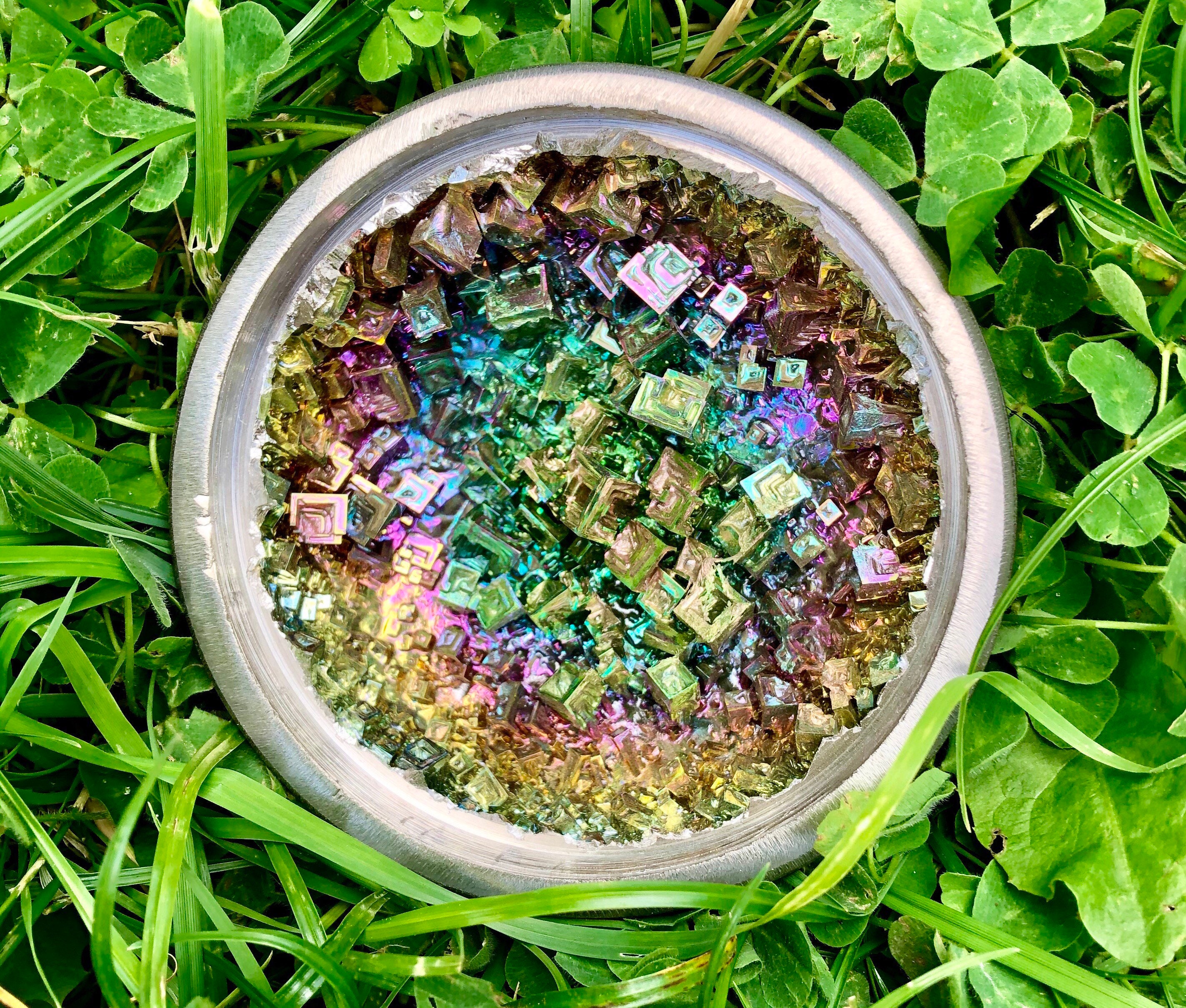 616g Rainbow Bismuth Bowl Crystal Cluster Specimen