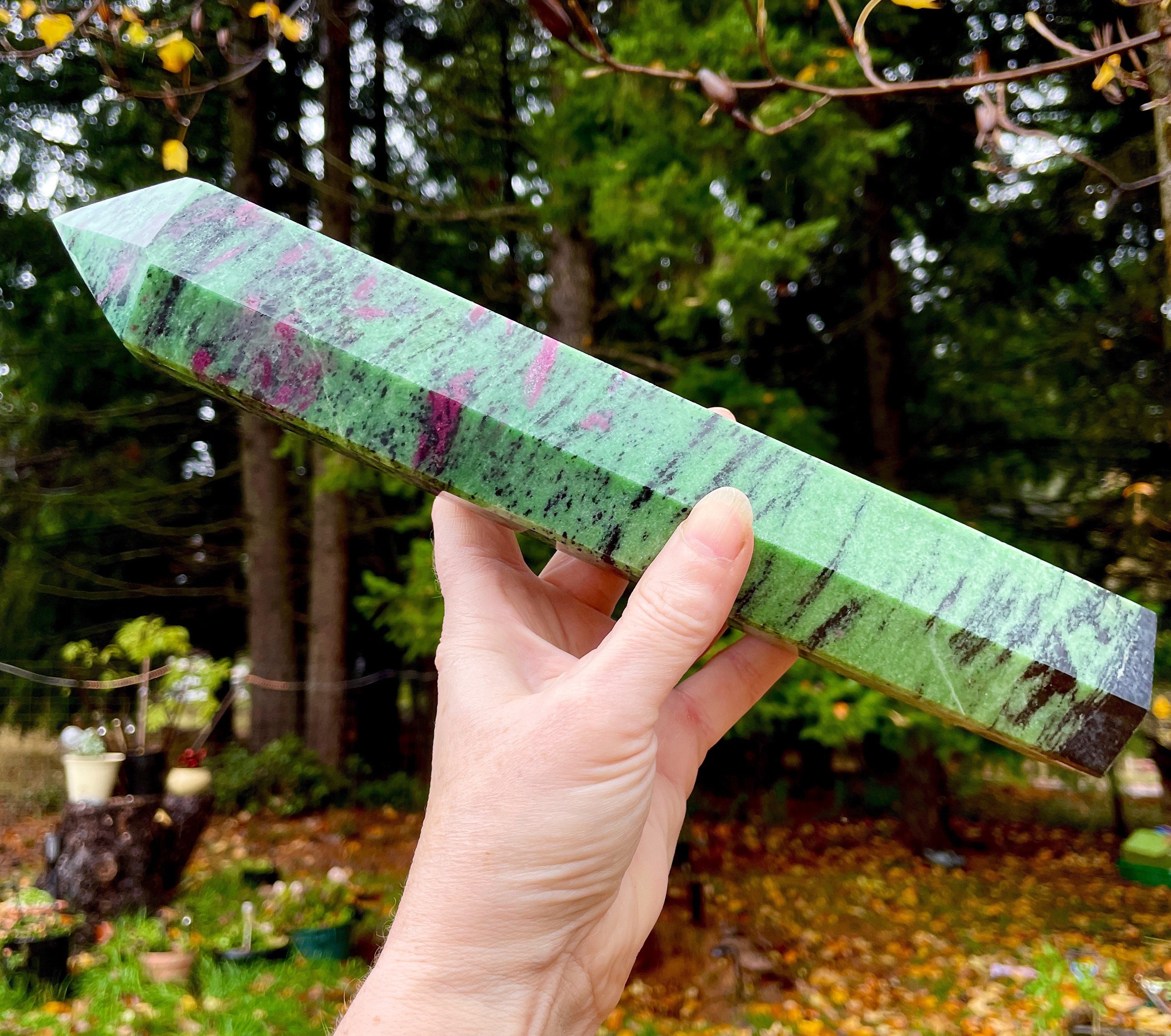 3.51 lb Ruby Zoisite Obelisk Pillar Tower Point Wand Column Generator