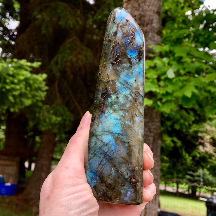 Blue Flash Labradorite Standing Freeform from Madagascar