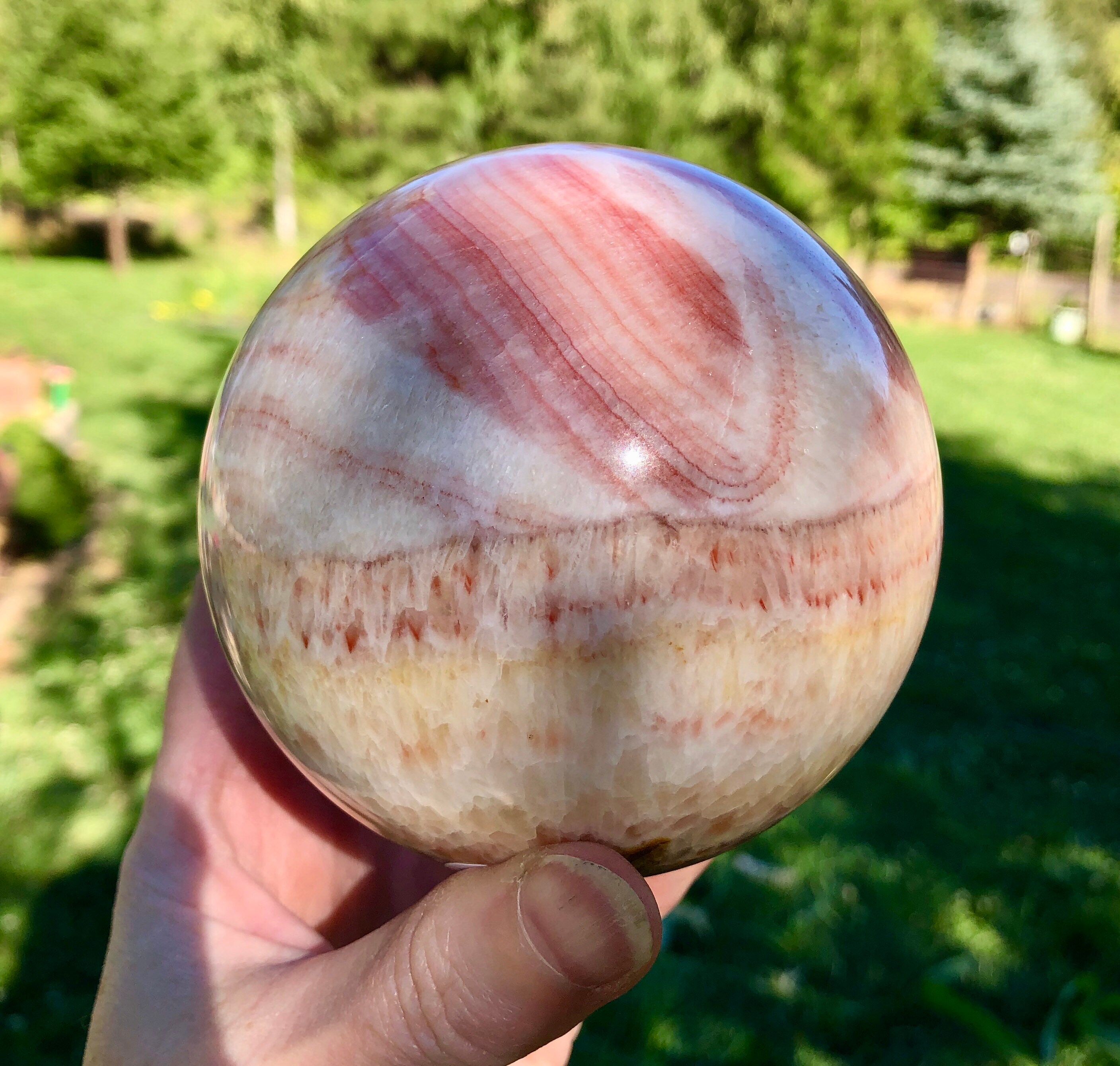 94mm Large Pork Stone Crystal aka Dali Rainbow Jasper Sphere Orb Ball