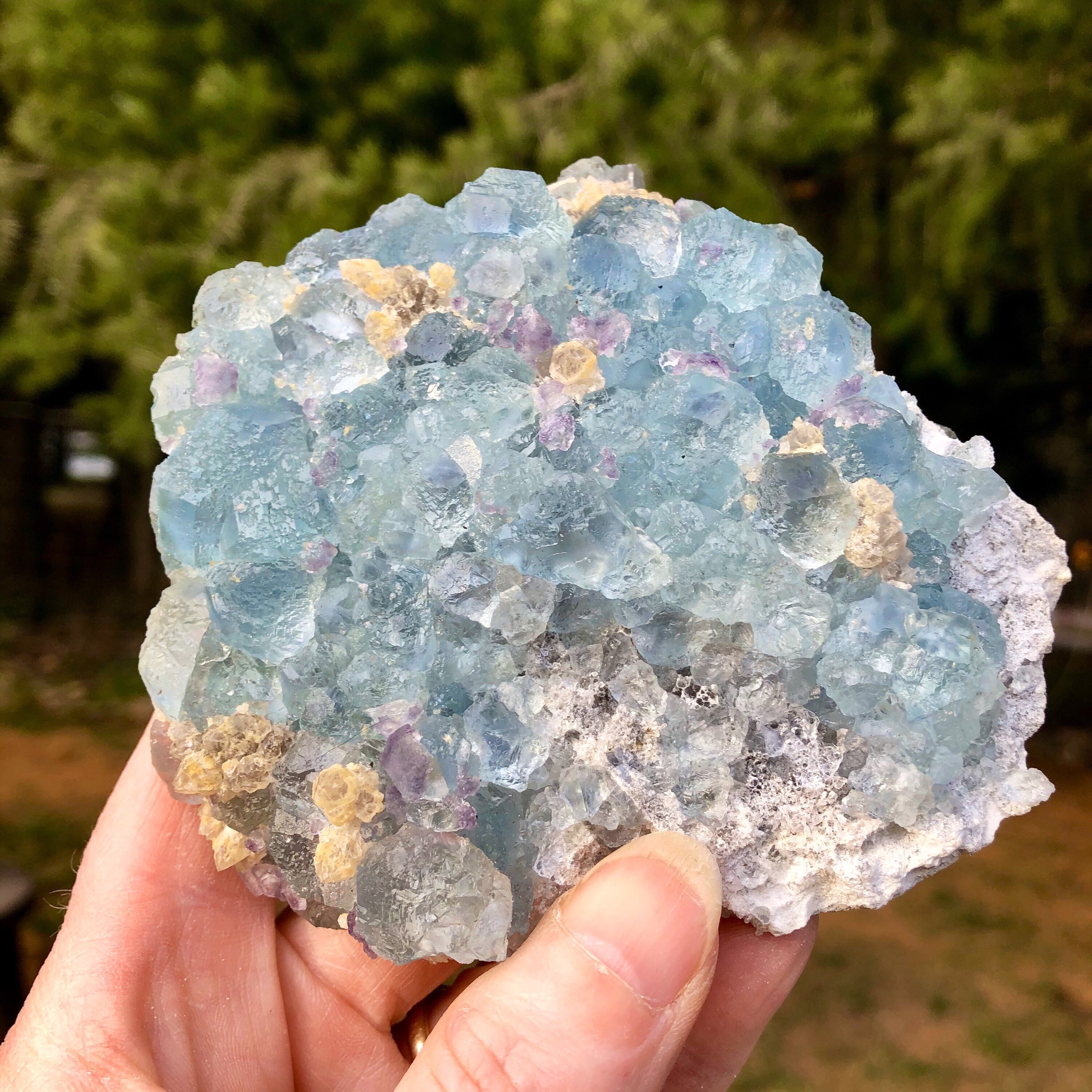 416g Blue And Purple Fluorite With Calcite Crystal Cluster Mineral ...