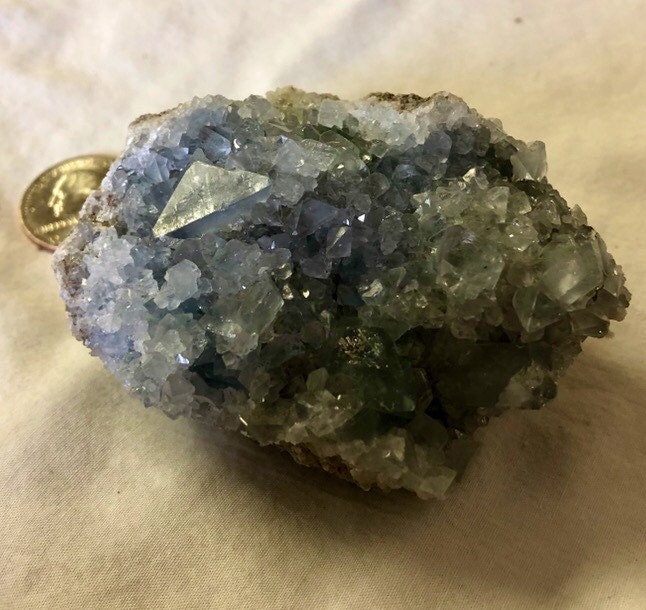 Celestite or Celestine Geode Crystal Cluster Specimen