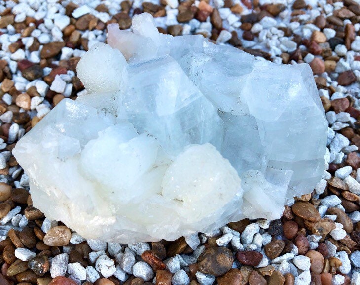 340g Apophyllite and White Stilbite Crystal Cluster with big chunky ...