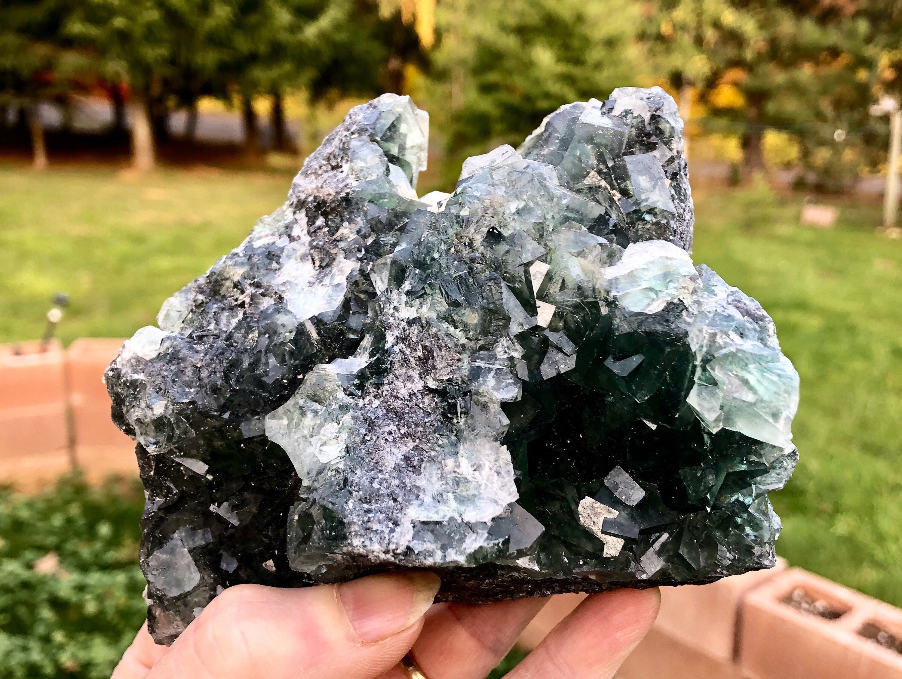 734g Transparent Green Trapezoidal and Cubic Fluorite Large Crystal ...