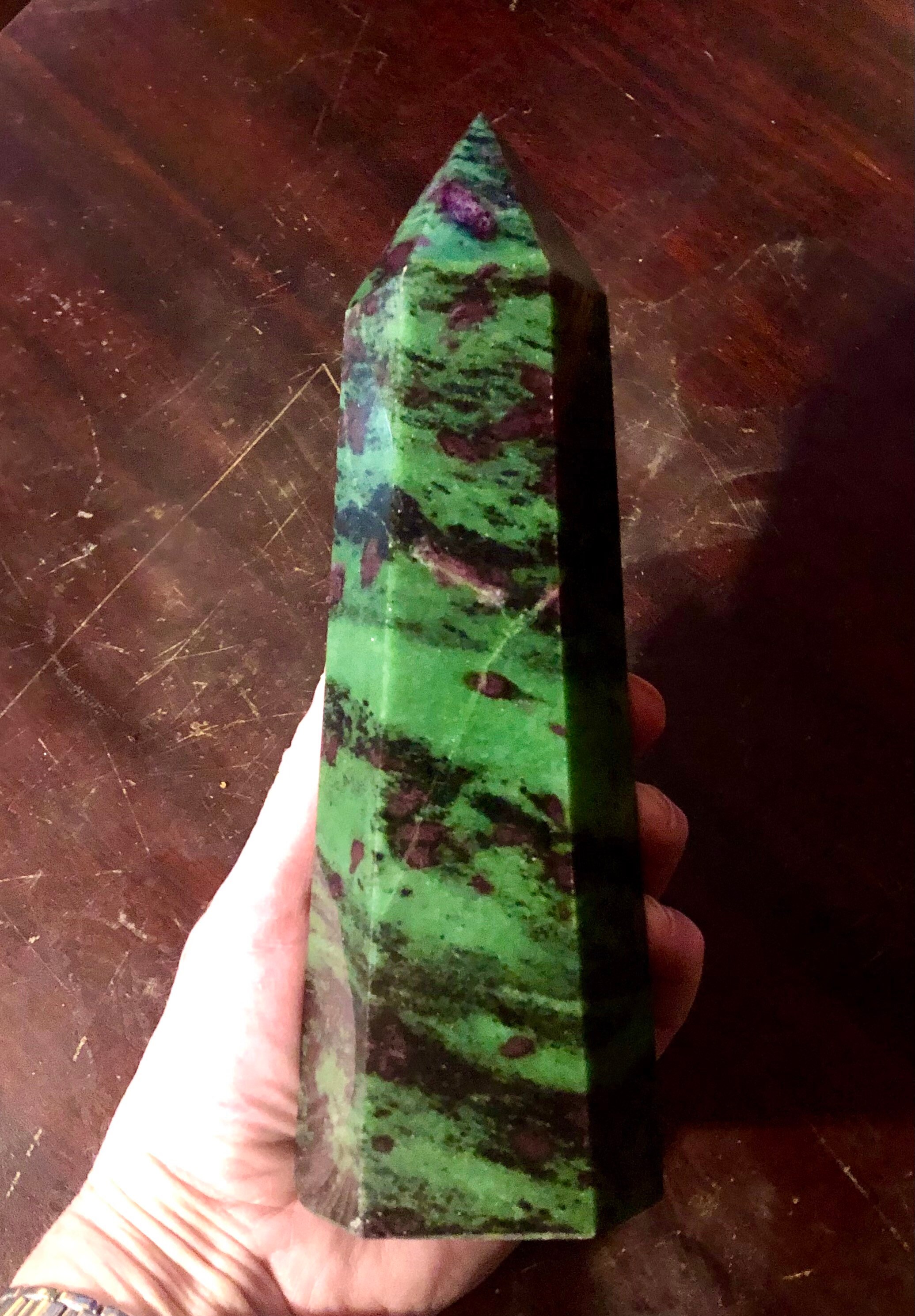 ON HOLD 2.24 lb Ruby Zoisite Obelisk Pillar Tower Point Wand Column ...