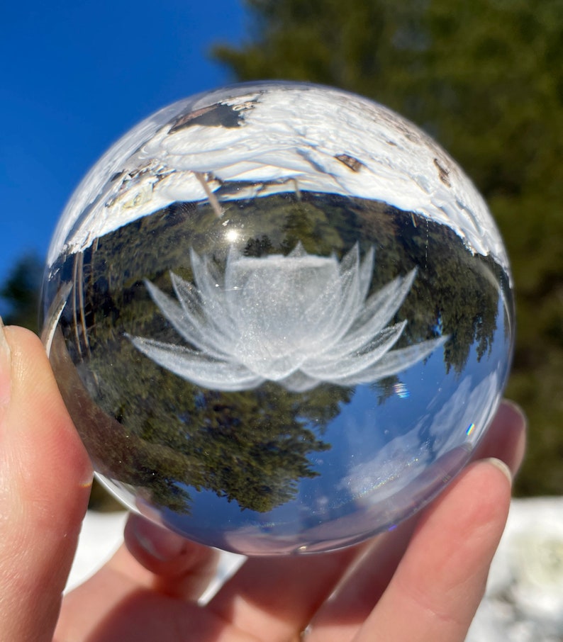 Glass Holographic Lotus Sphere Orb Ball 78mm - Etsy