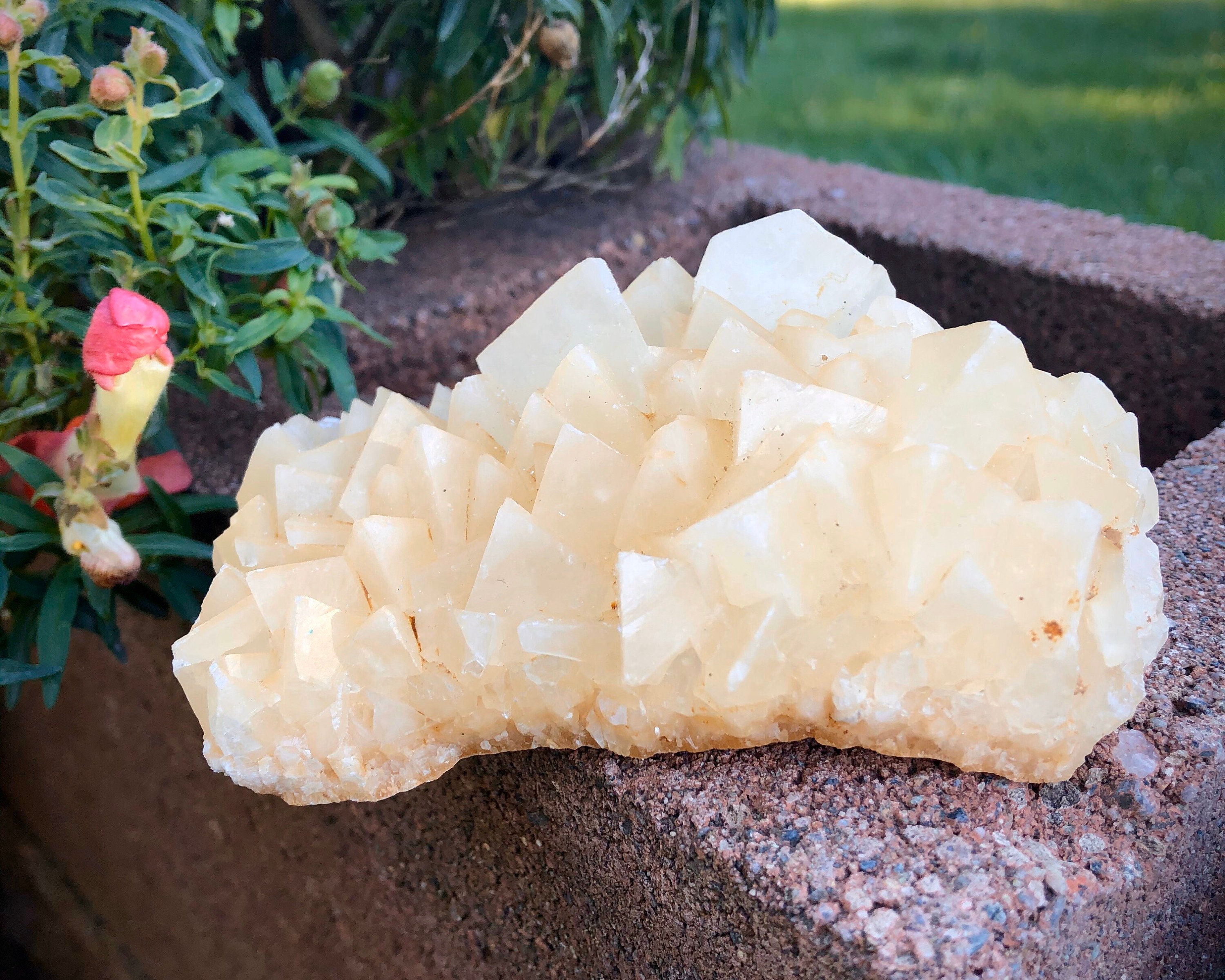 316g Yellow cubic and pyramid shaped Calcite crystal cluster mineral ...