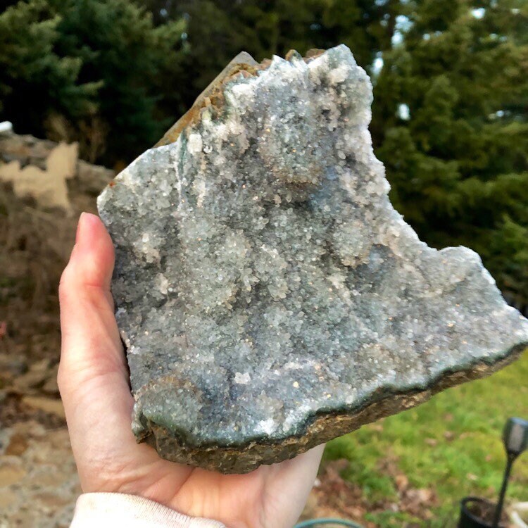 1139g Gray Amethyst Quartz Geode Crystal Cluster freestanding display ...