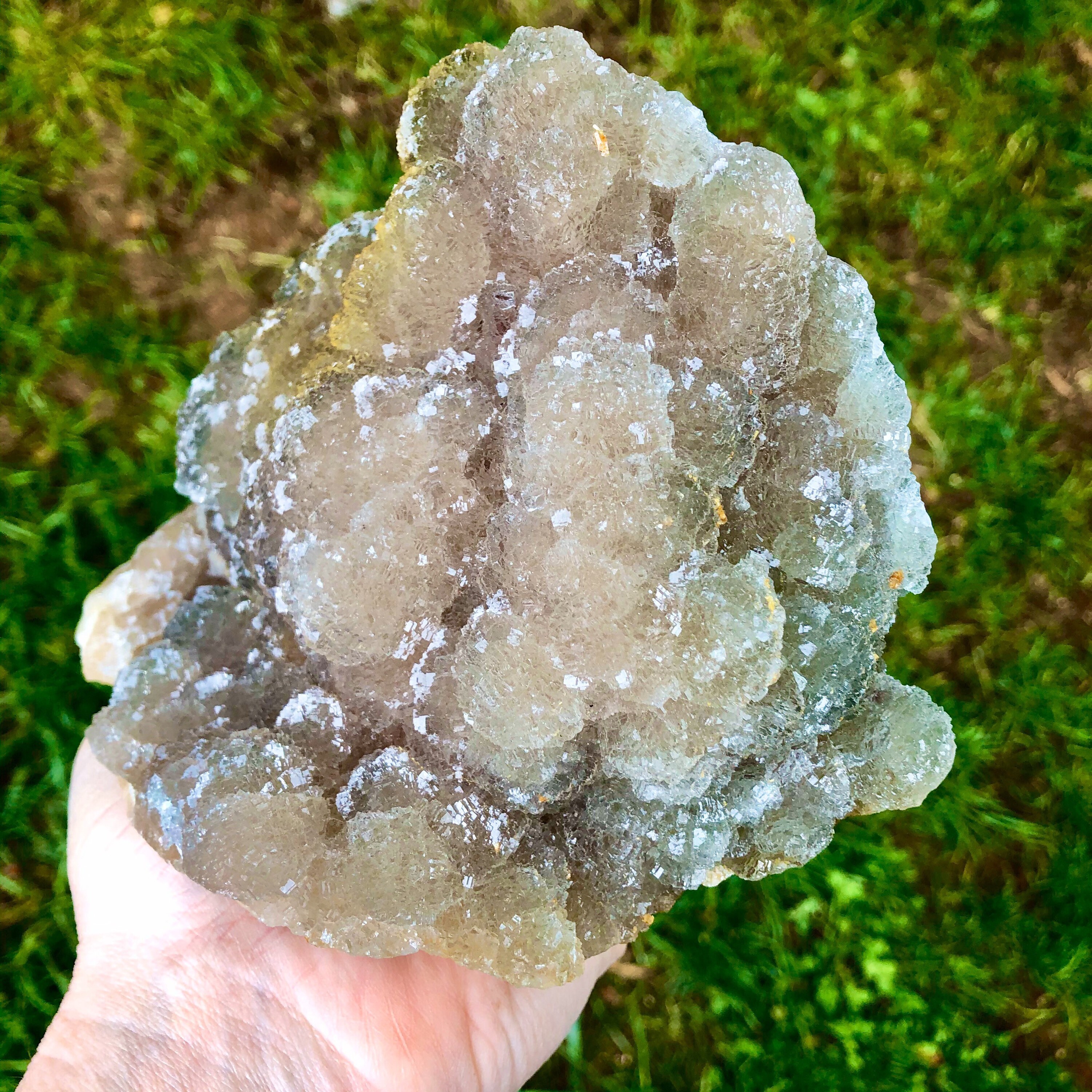 Large Yellow Botryoidal And Green Fluorite On Rosewood Stand Display ...