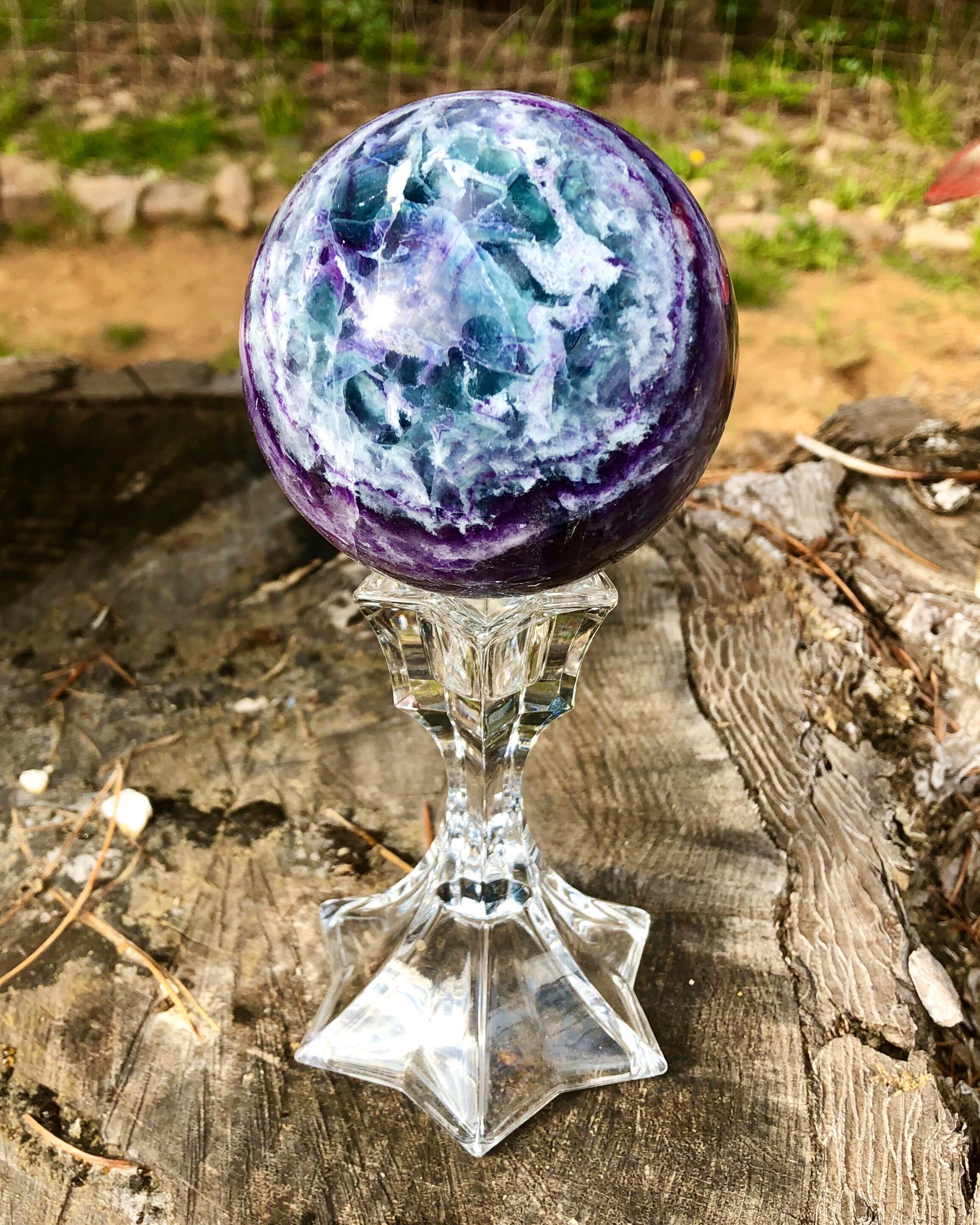 75mm Large Purple And Blue Fluorite Sphere Crystal Mineral Display Specimen