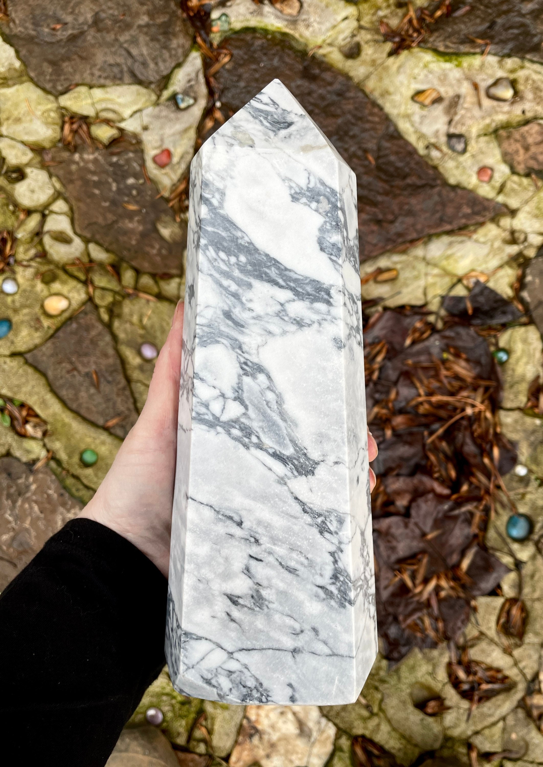 6.11 lb Howlite aka Magnesite Obelisk Pillar Tower Point Wand Column ...