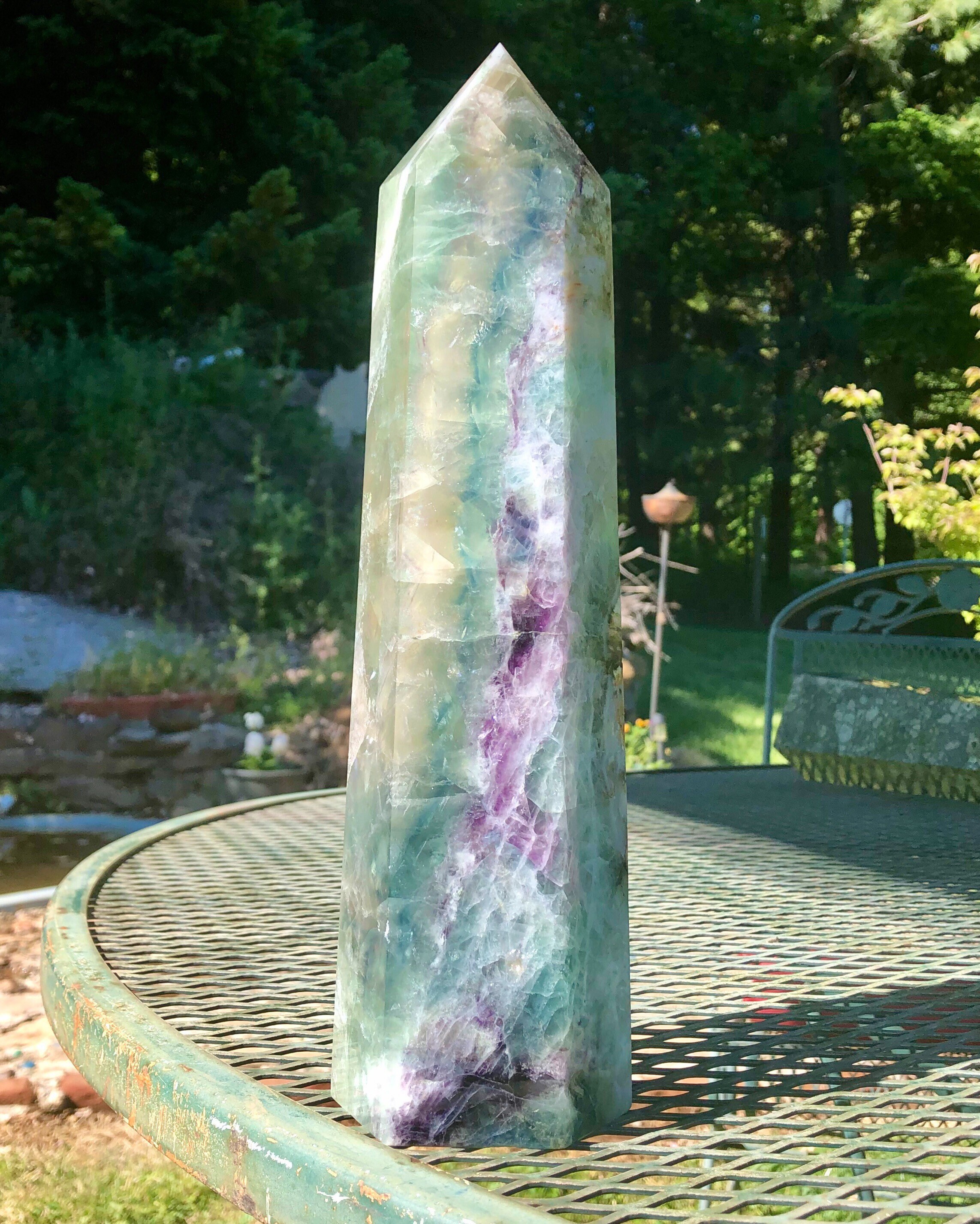 2992g XL Rainbow Fluorite Obelisk Pillar Tower Point Wand Column ...