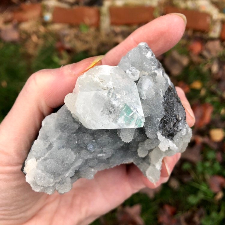 Apophyllite and Druzy Stalactic Chalcedony Cluster on Matrix