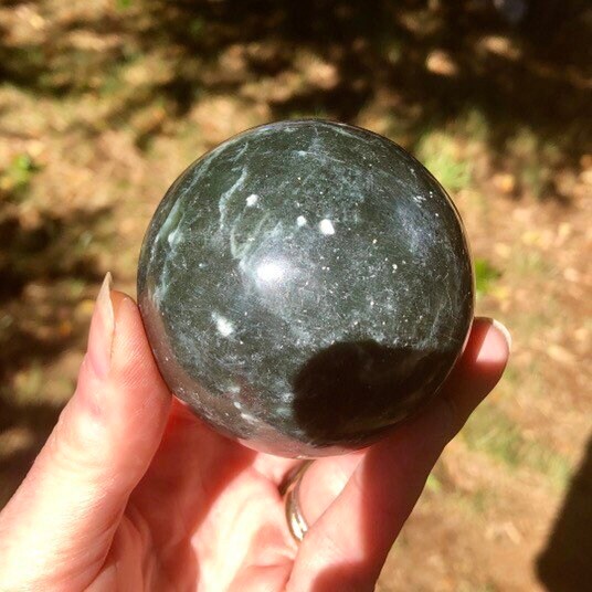 64mm Jade Sphere all natural Canadian Green Jade