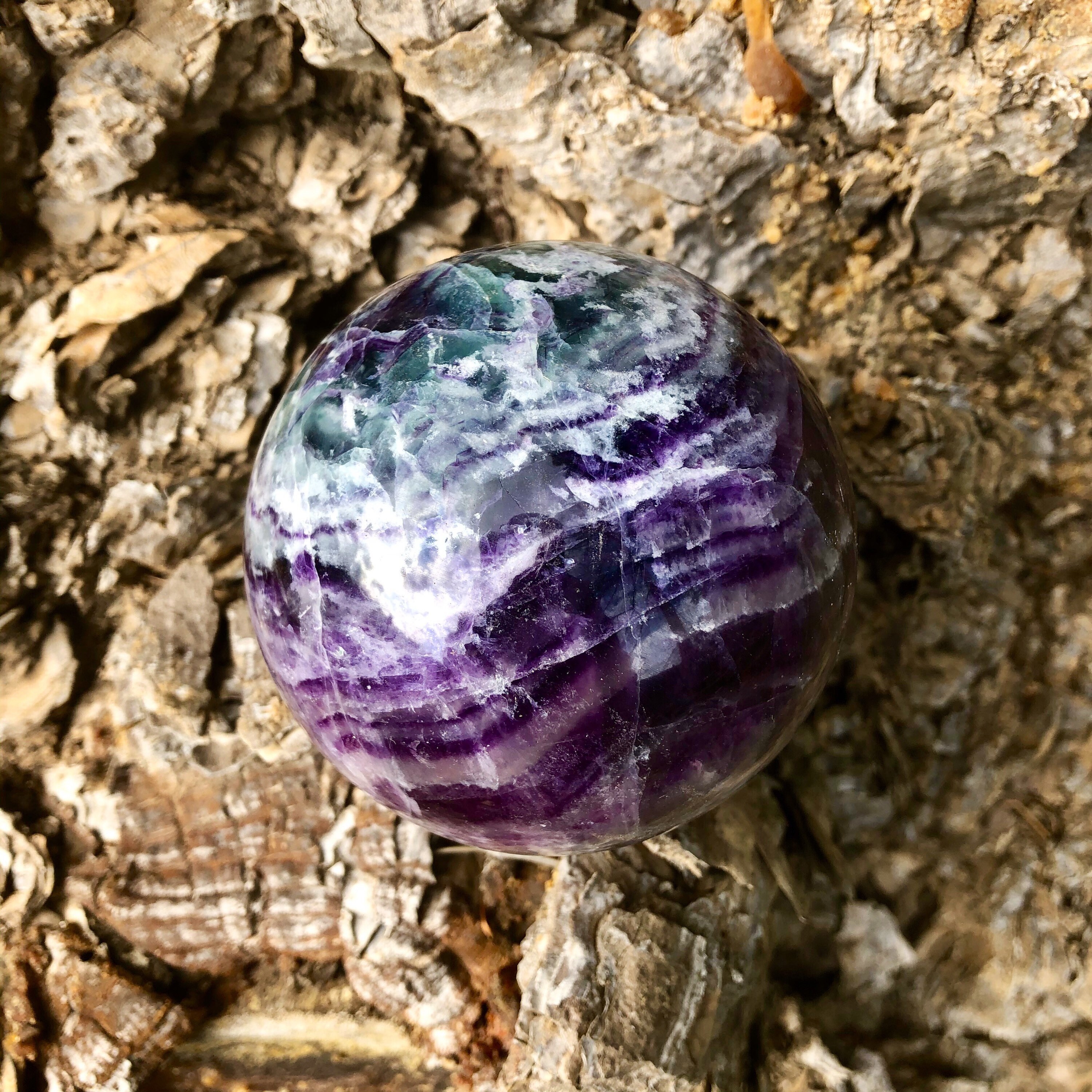 75mm Large Purple And Blue Fluorite Sphere Crystal Mineral Display Specimen