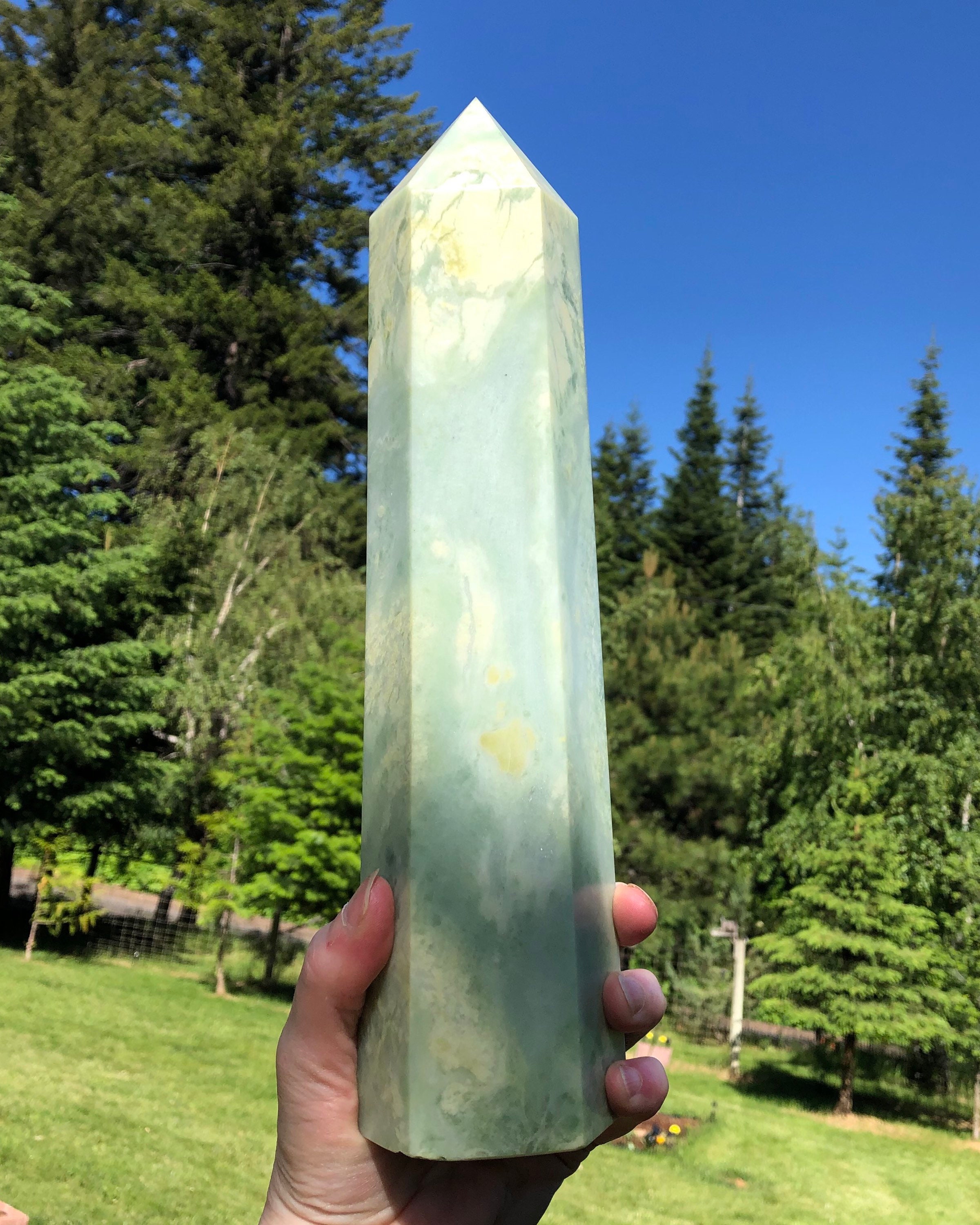 On HOLDforRescuemedee 2096g XL Jade Obelisk Pillar Tower Point Wand Column