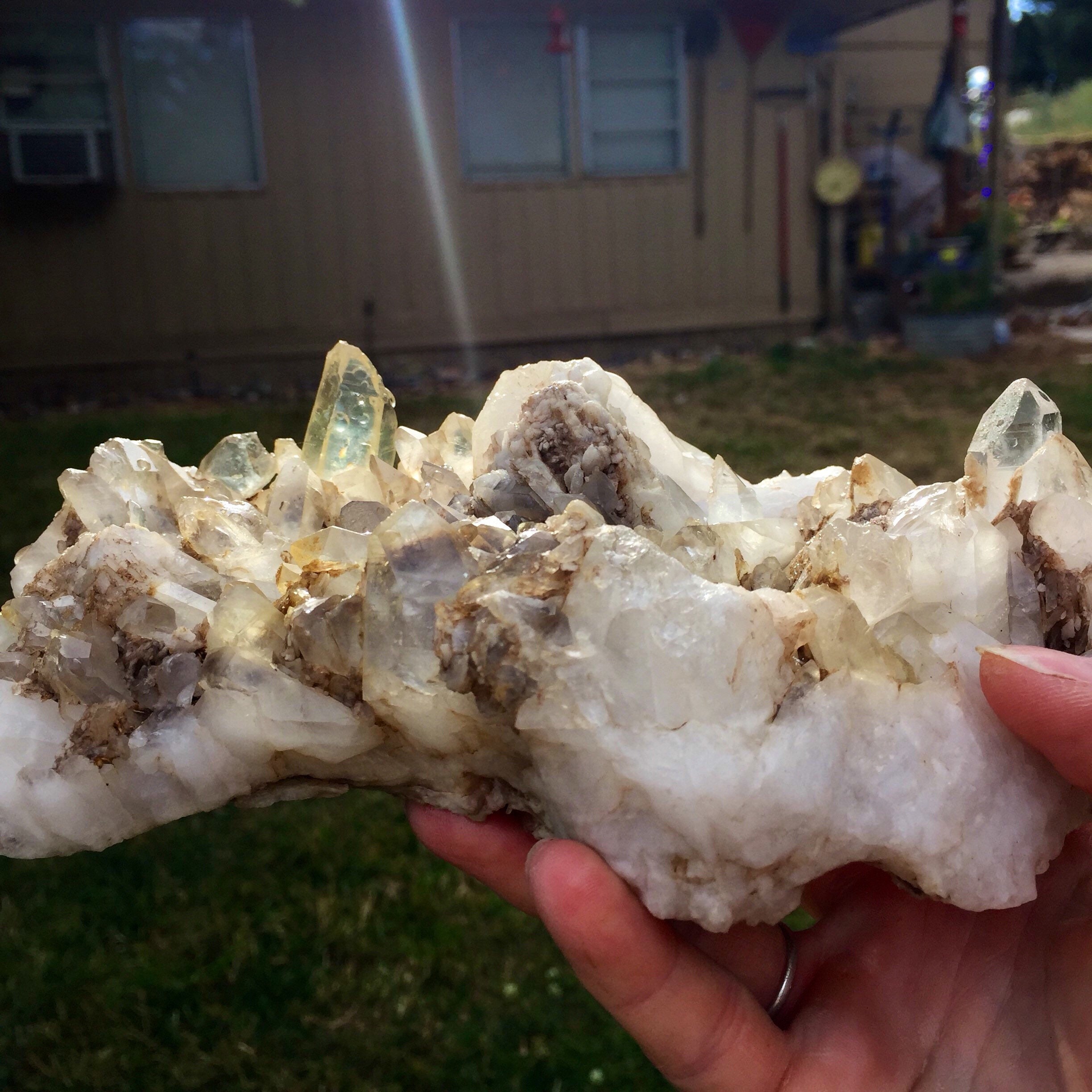 Large Quartz Crystal Cluster Plate