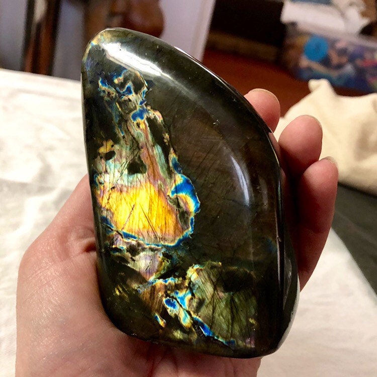 Red Spectralite Labradorite with Purple Gold and Blue Freeform